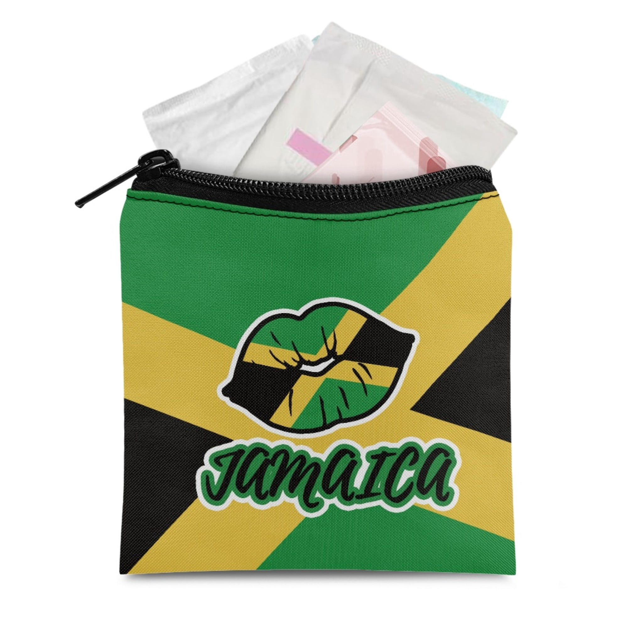 SEANATIVE Jamaica Flag Sanitary Napkin Storage Bag 2 Piece Kiss Lip ...