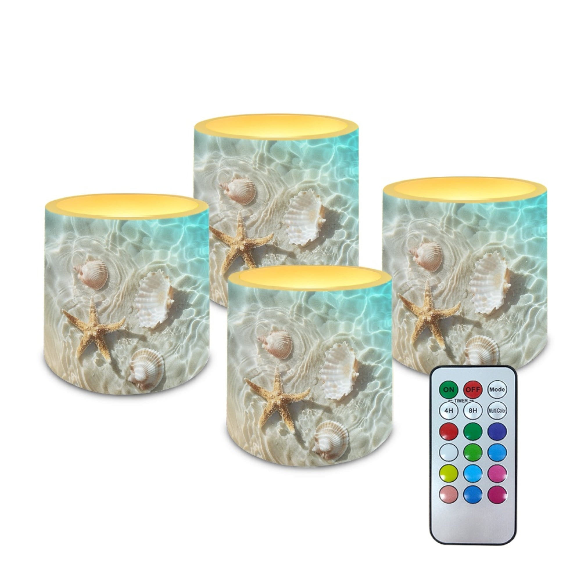 SEANATIVE LED Flameless Candles Set of 4 Multi-Color Battery Operated ...