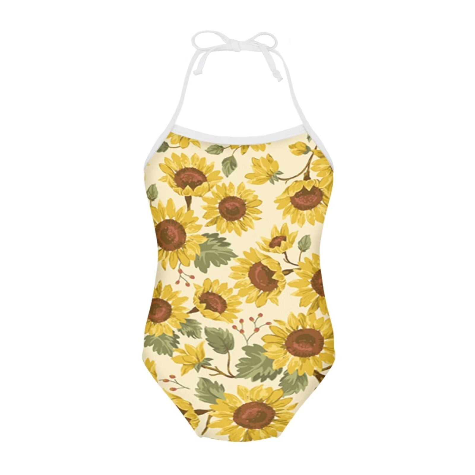 SEANATIVE Lace Up One Piece Swimsuit Tummy Control Soft Sunflowers ...