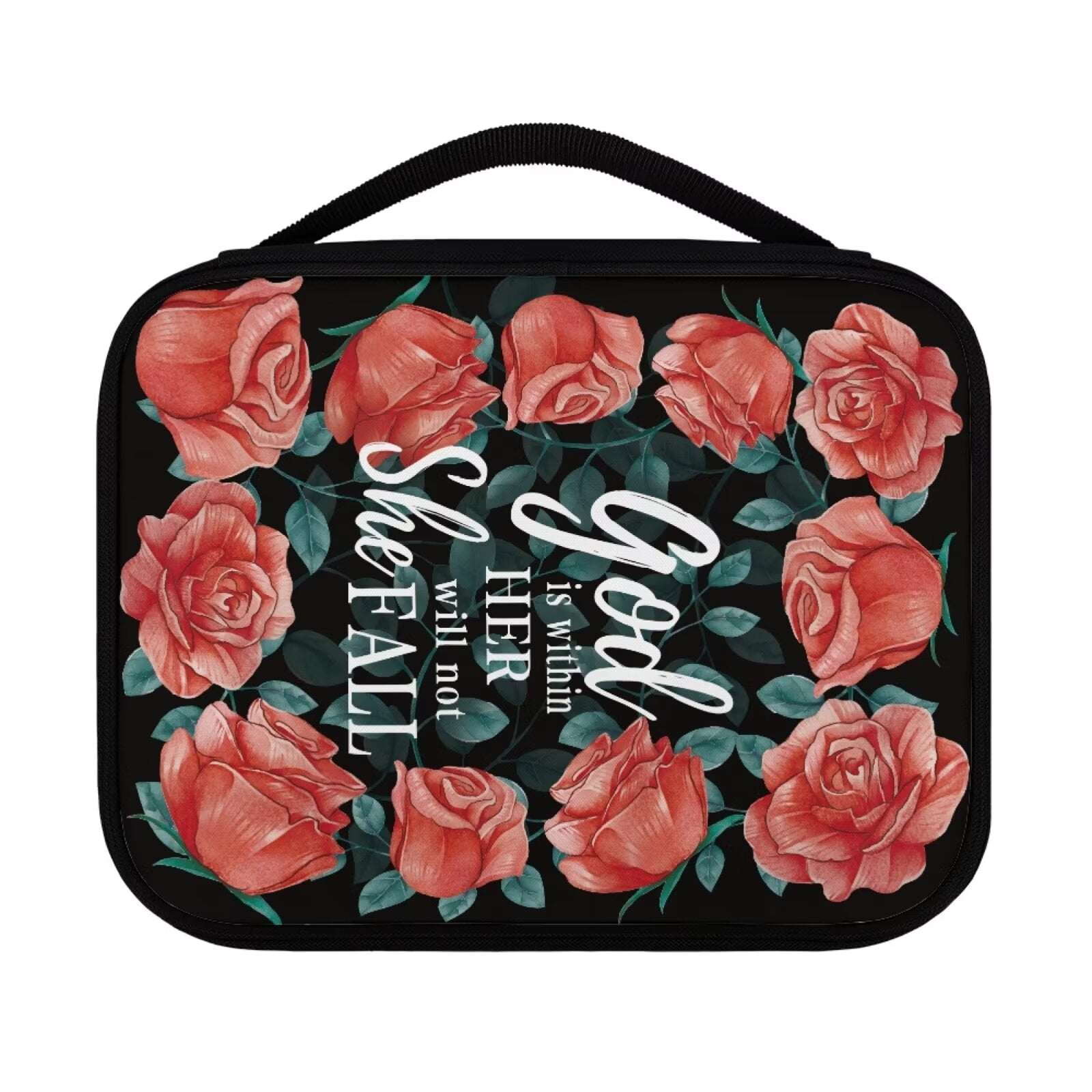 SEANATIVE Large Capacity Bible Bag Red Rose Zip Up Bible Bible Case Bag with Handle Leisure ...