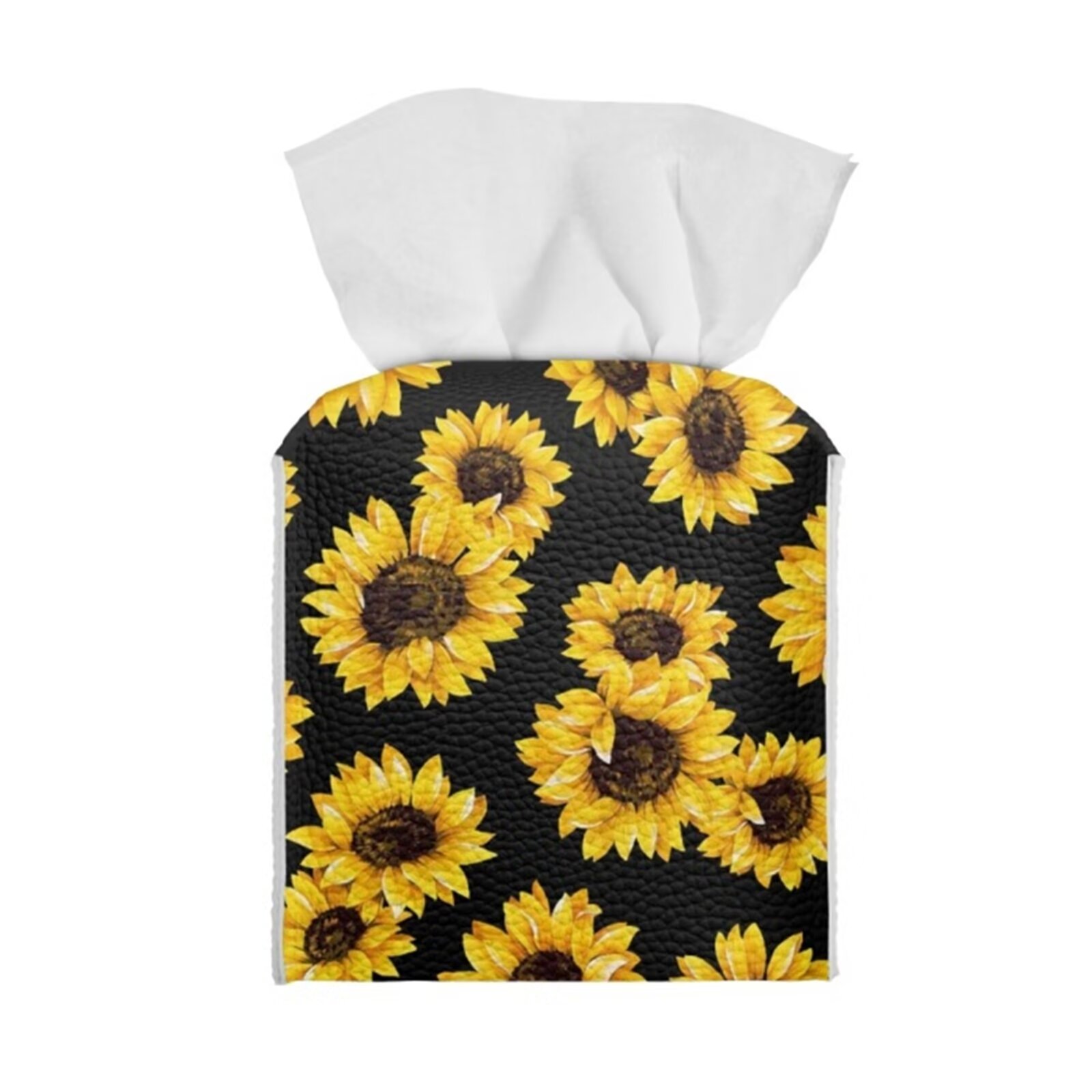 SEANATIVE Leather Tissue Box Cover Square Vintage Sunflowers Cube ...