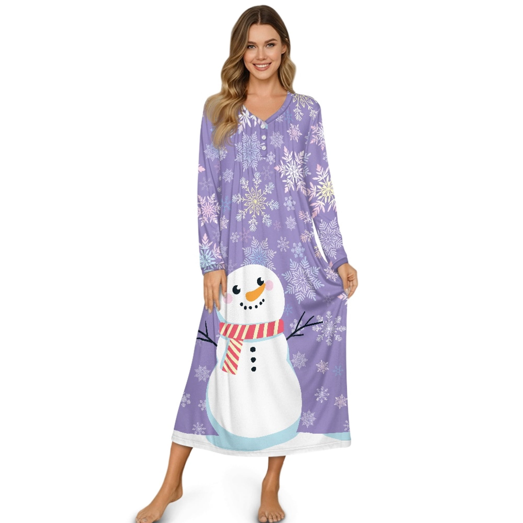 SEANATIVE Long Sleeve Nightgown for Women Elegant Button Front Pajama ...
