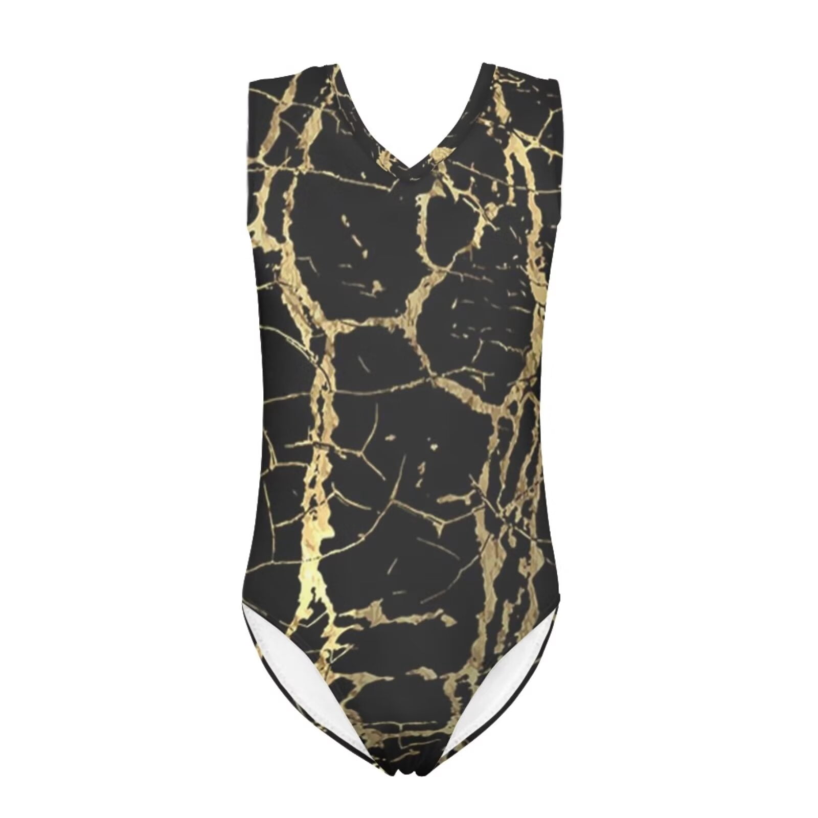 SEANATIVE Marble Stripes Kids Swimwear One Piece Gold Durable V Neck ...