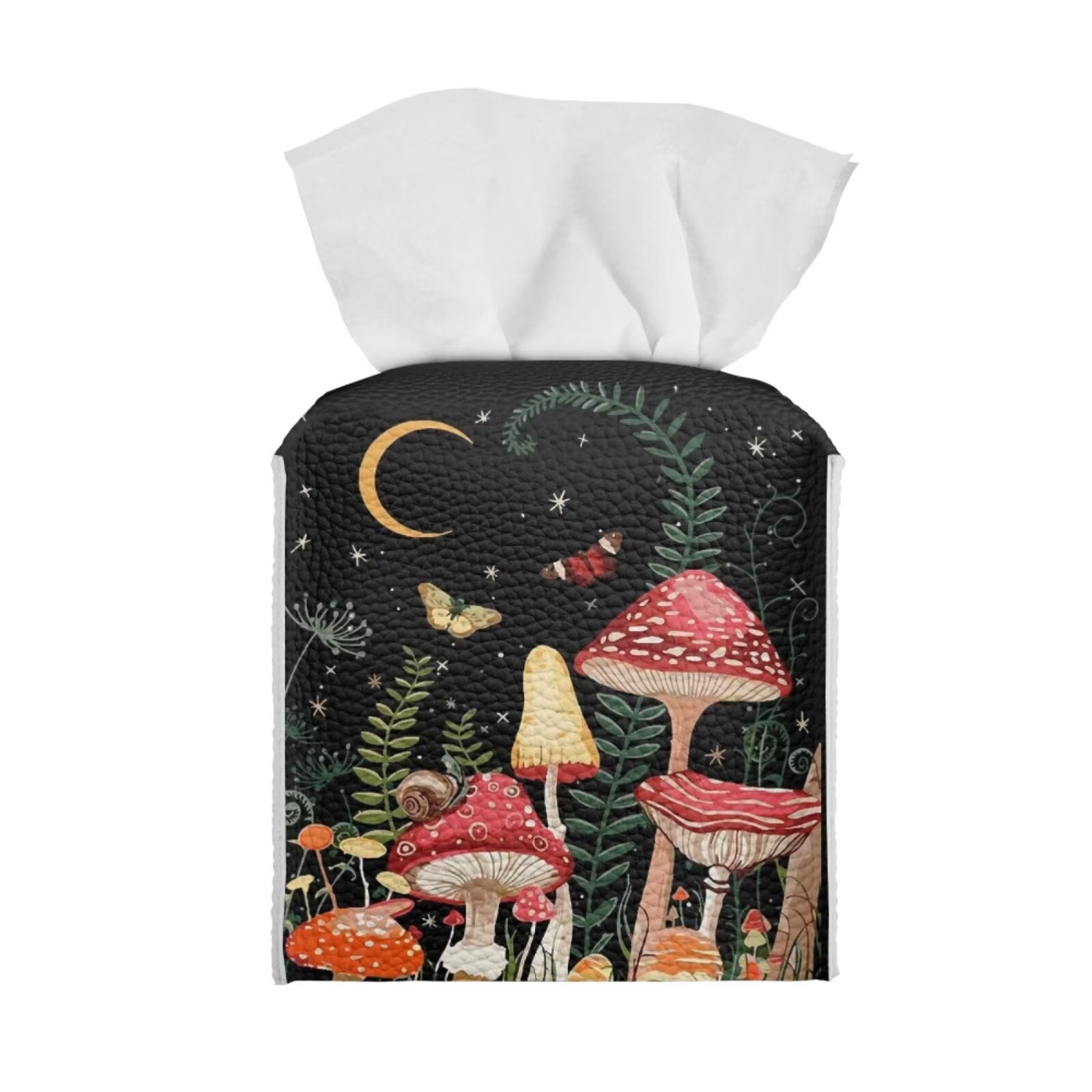 SEANATIVE Mushroom PU Tissue Box Cover Moon Butterfly Tissue Cover Box ...