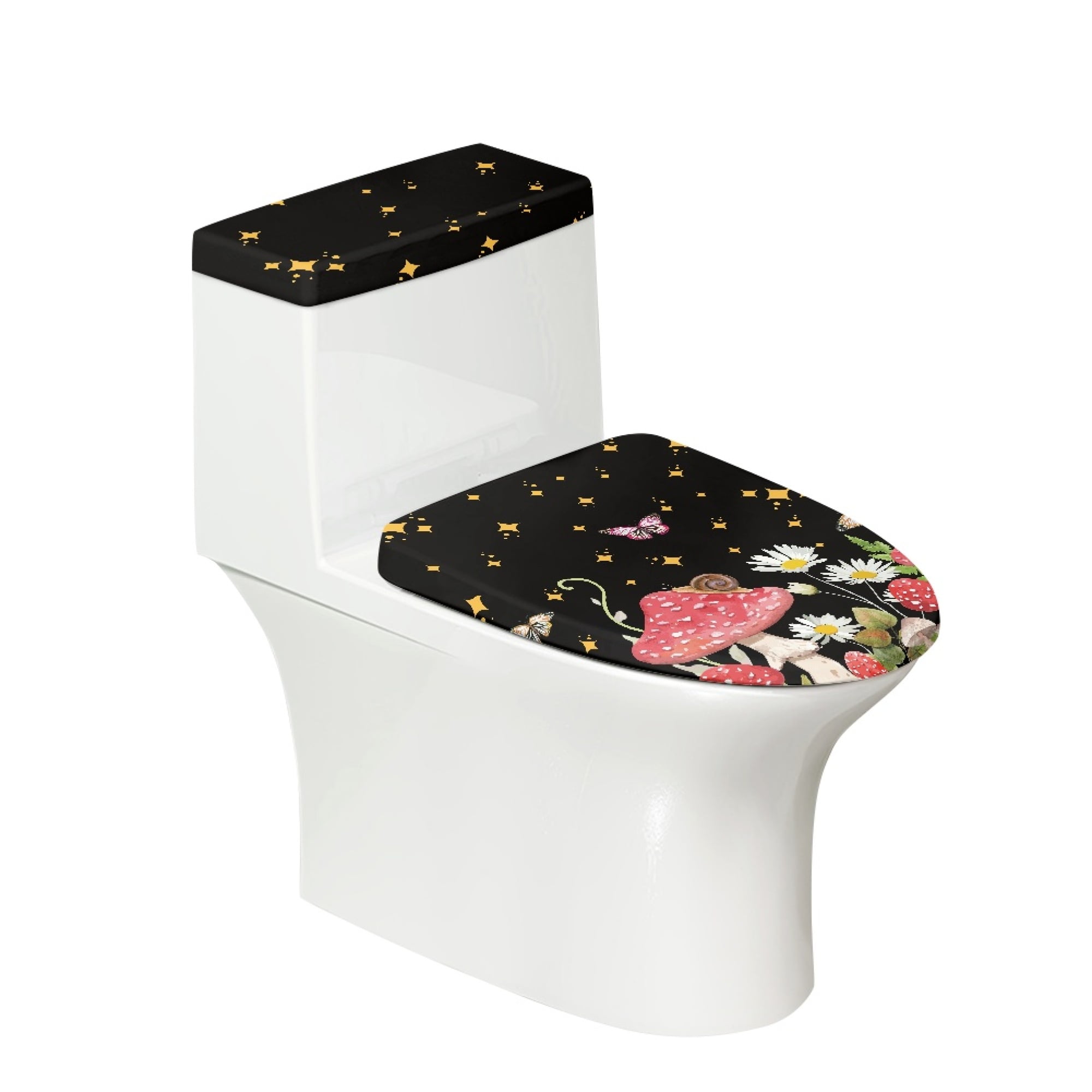 SEANATIVE Mushroom Toilet Lid Cover Daisy Toilet Lid Dust Pad Toilet ...