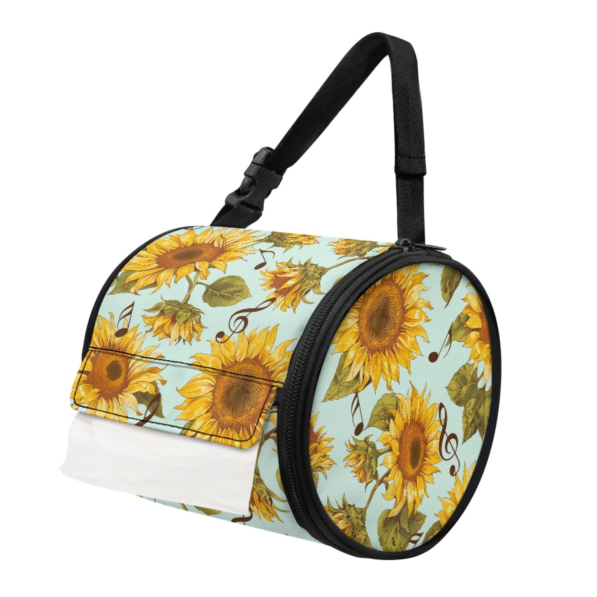 SEANATIVE Music Sunflower Round Tissue Box Cover Home Decor Lightweight ...