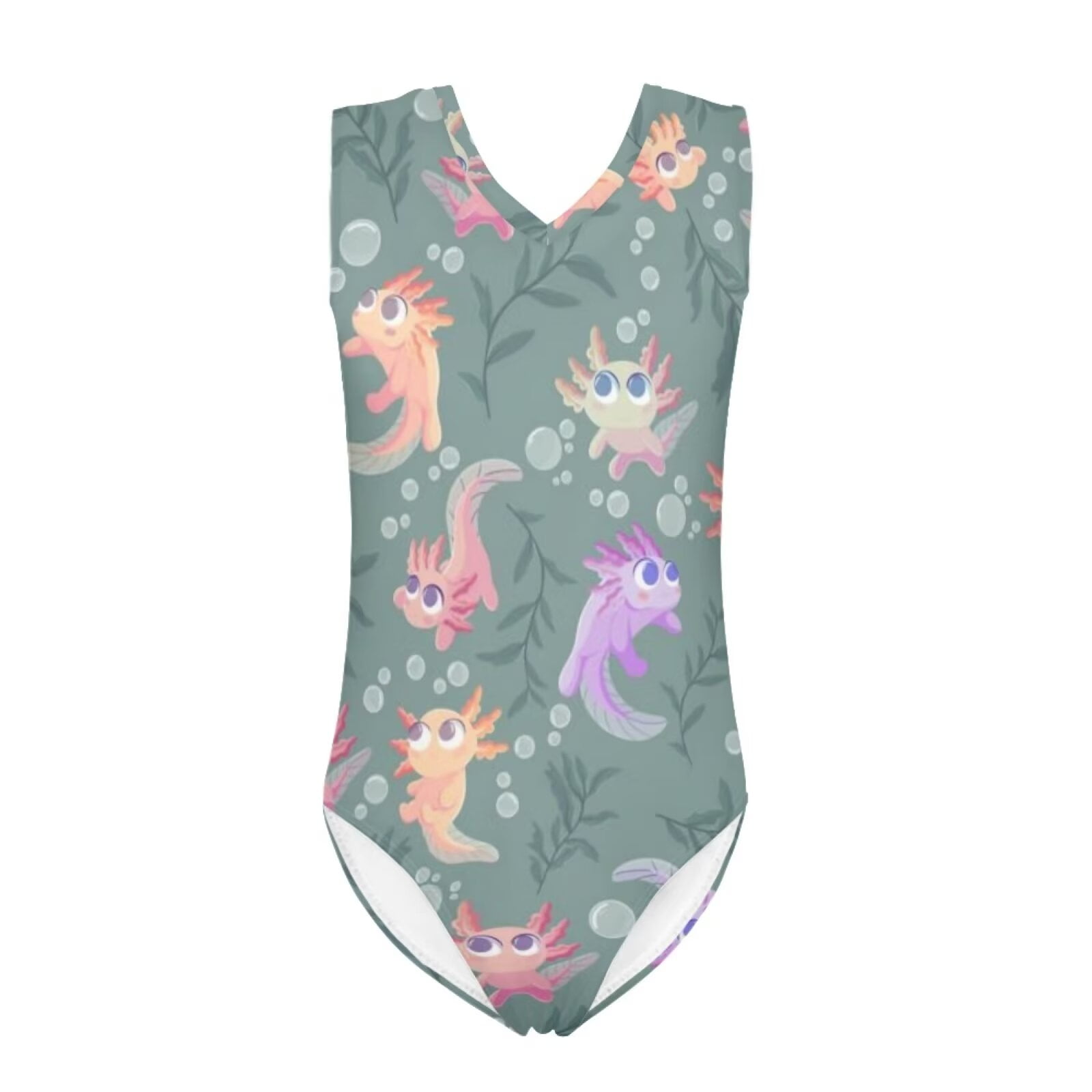 SEANATIVE One Piece Girls Swimwear Size 7-8 Soft Cartoon Axolotls Kids ...