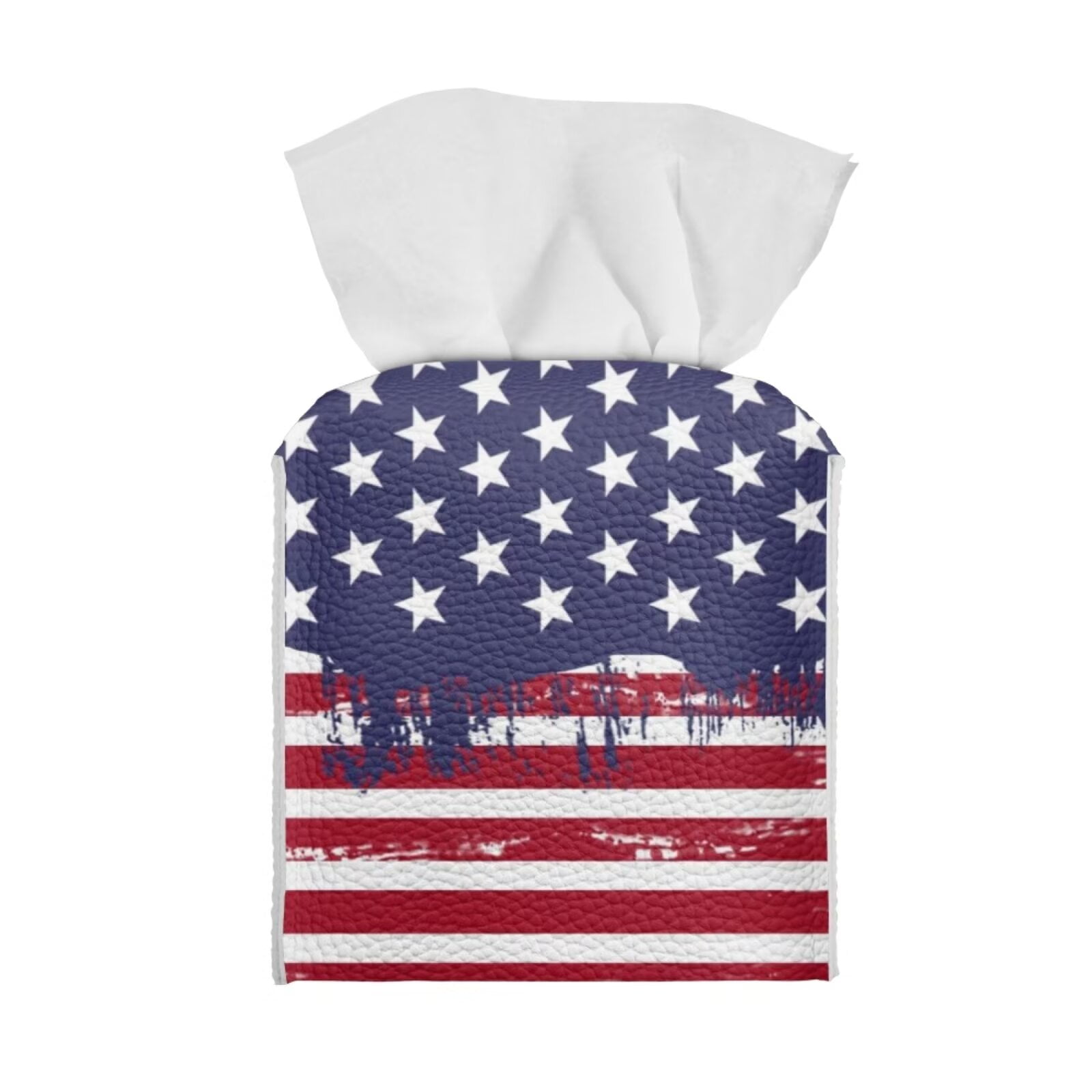 SEANATIVE PU Leather Square Tissue Box Cover American Flag Tissue Box ...