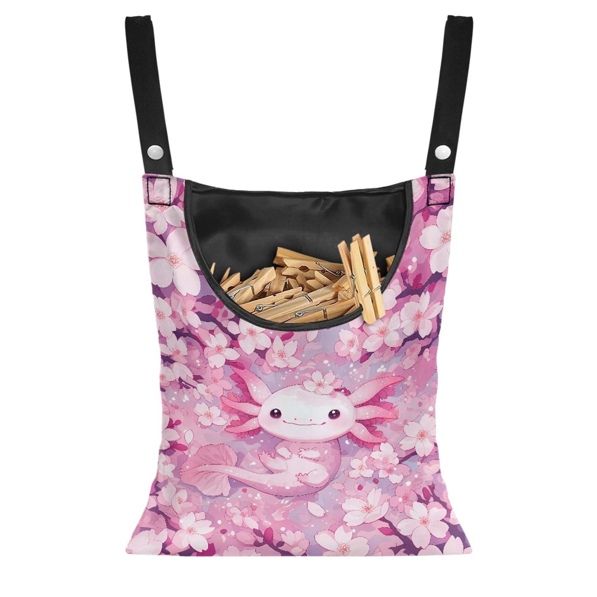 SEANATIVE Pink Axolotl Clothespin Bag with Hanging Hook Cherry Blossom ...