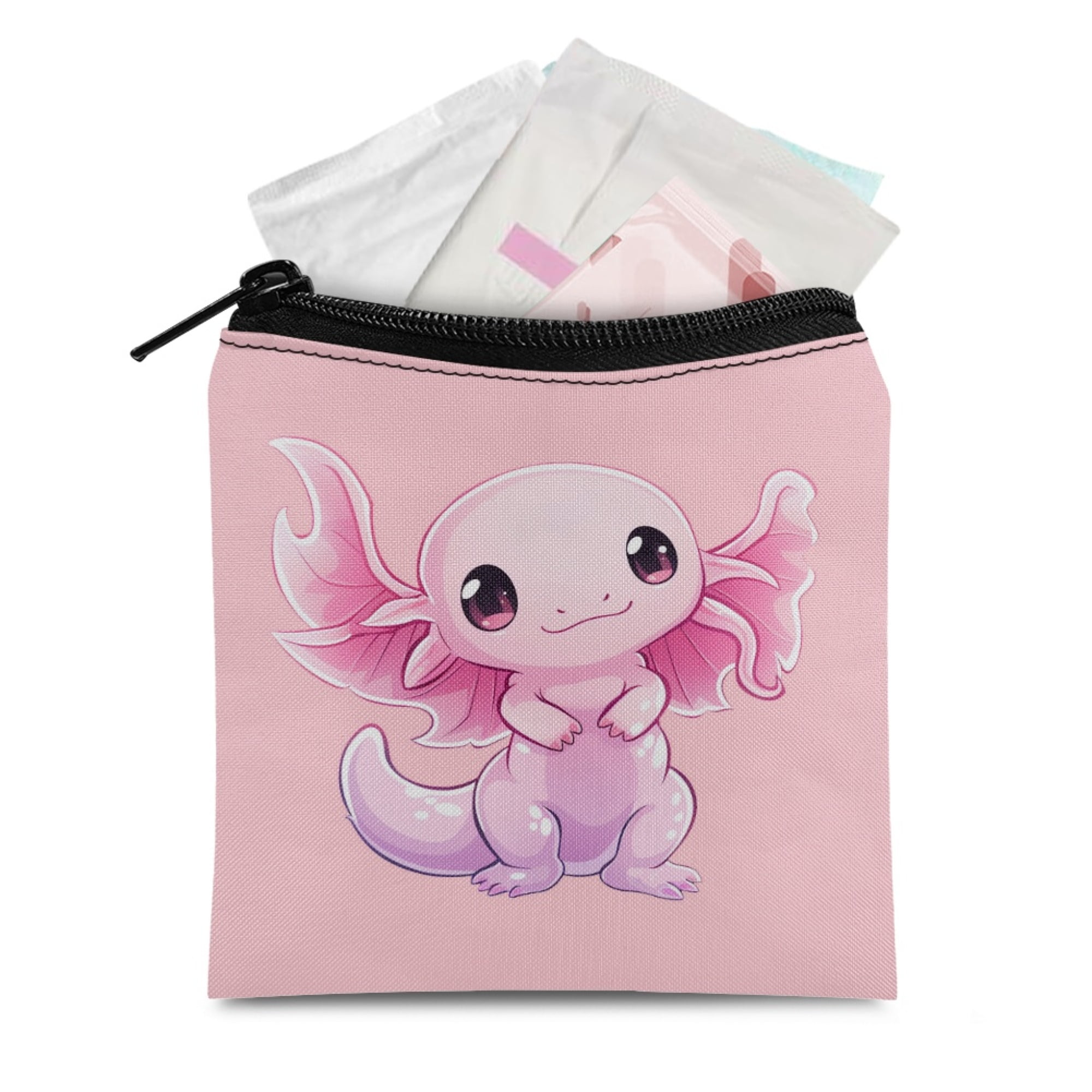 SEANATIVE Pink Axolotl Sanitary Napkin Storage Bag for Girls 2 Piece ...