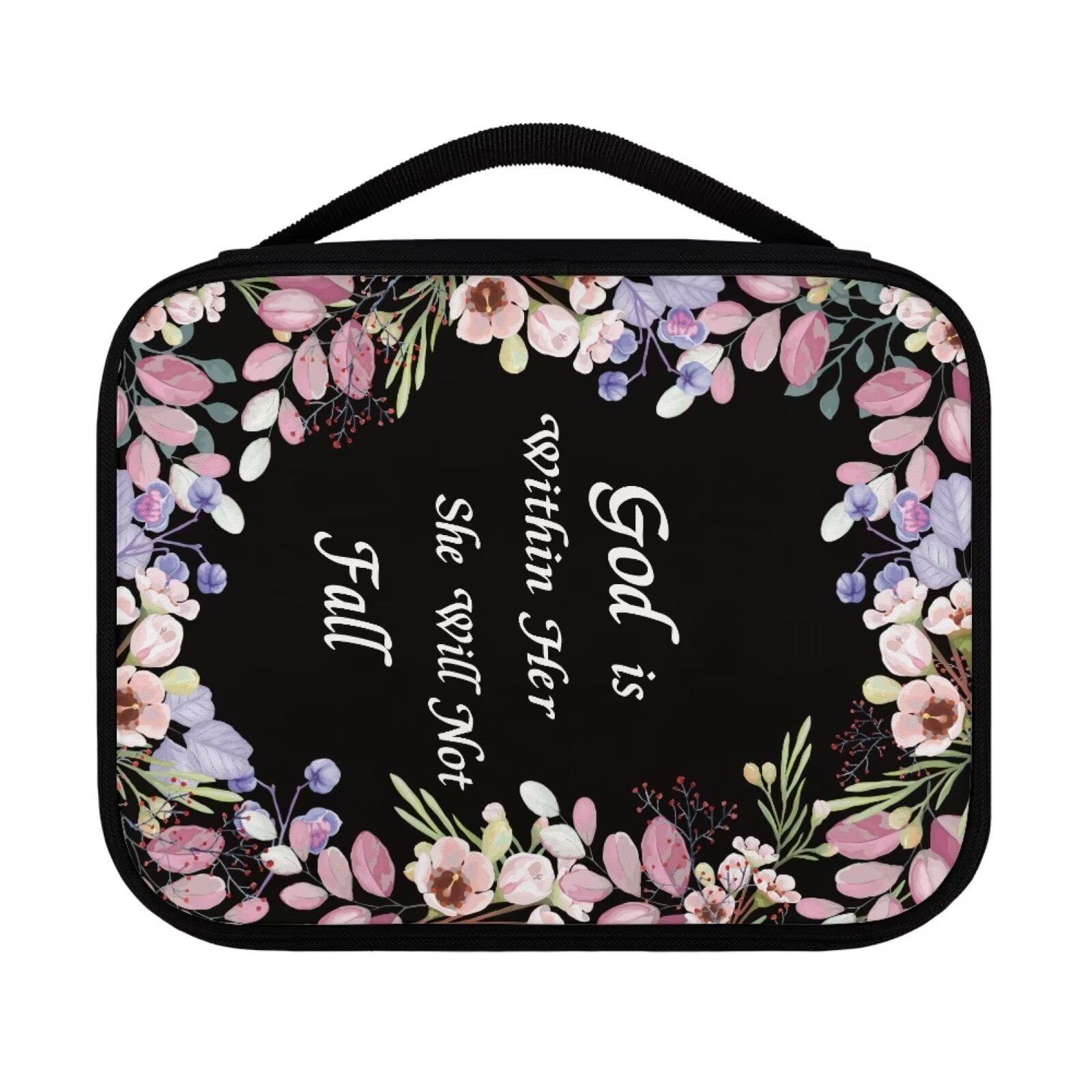 SEANATIVE Pink Bible Cover Flowers Scripture Large Bible Bags for Women ...