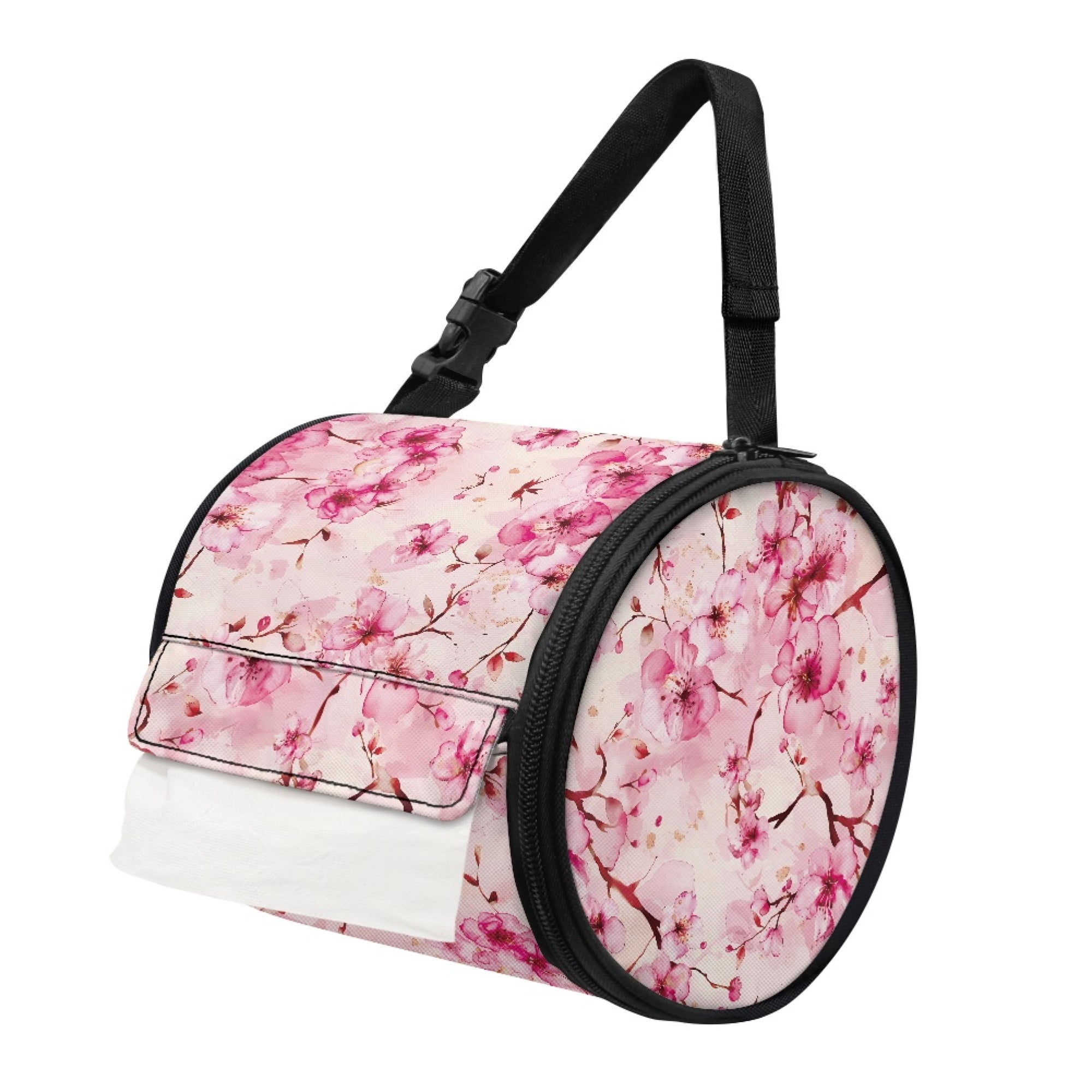 SEANATIVE Pink Cherry Blossom Round Paper Towel Bag Home Decor Portable ...