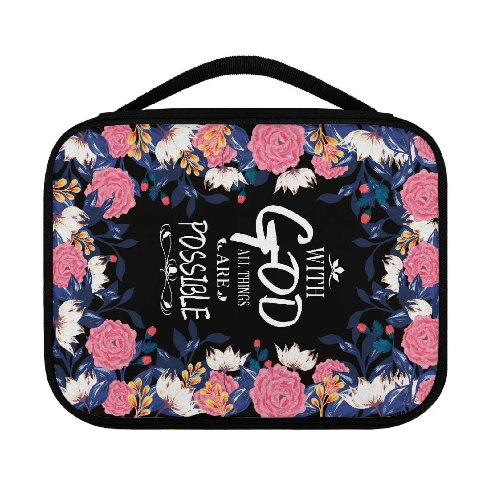 SEANATIVE Pink Flowers Scriptures Bible Bag Water-Resistant Bible Cover ...