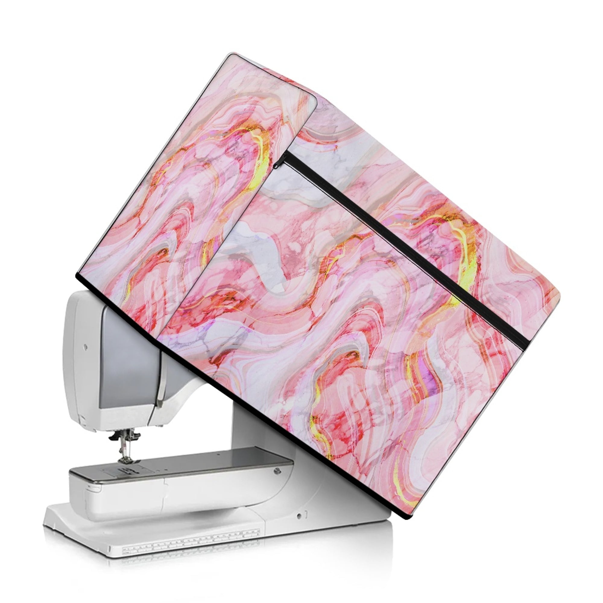 SEANATIVE Pink Gold Marble Sewing Machine Cover Easy Storage Sewing ...
