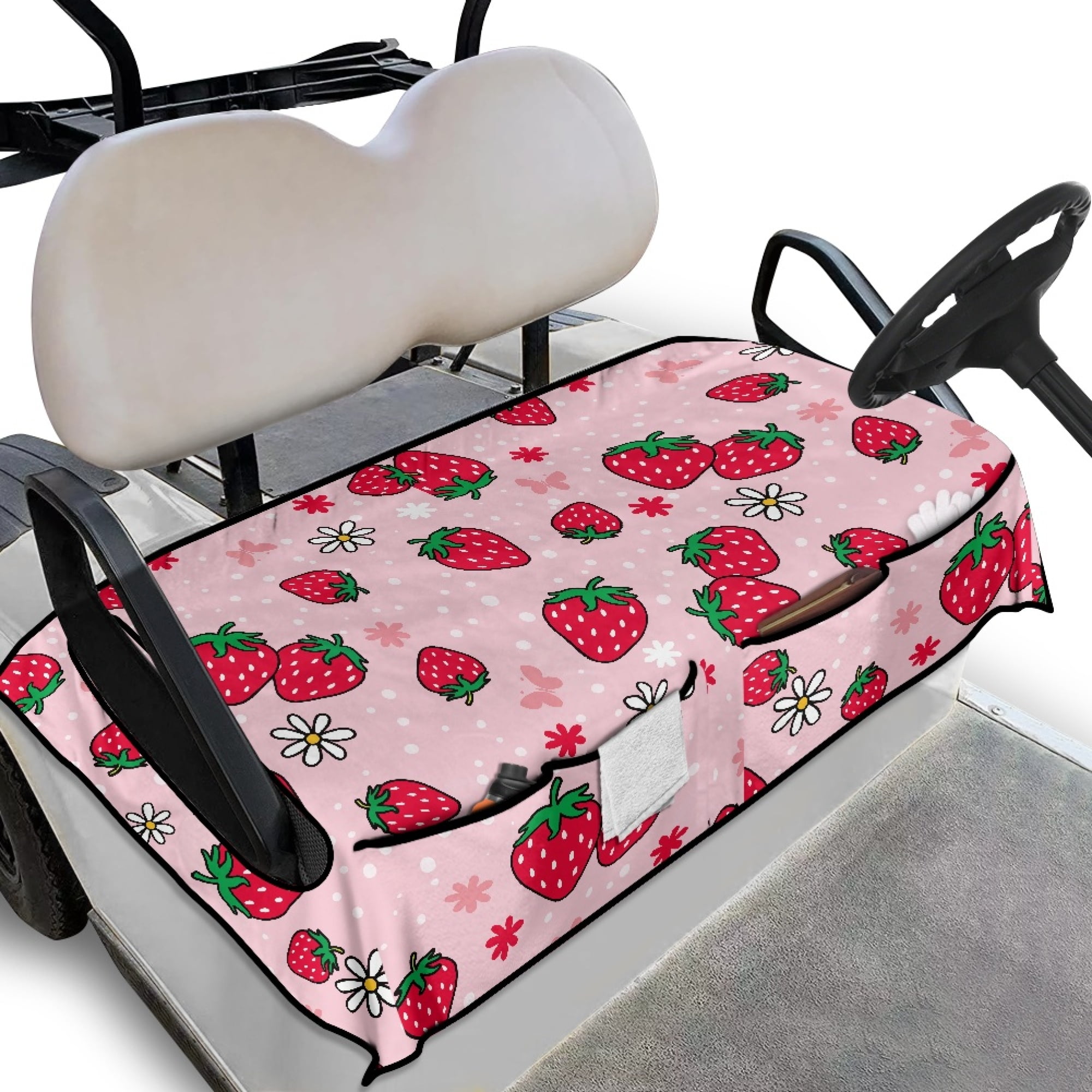 SEANATIVE Pink Strawberry Golf Cart Covers 2 Passenger Breathable ...