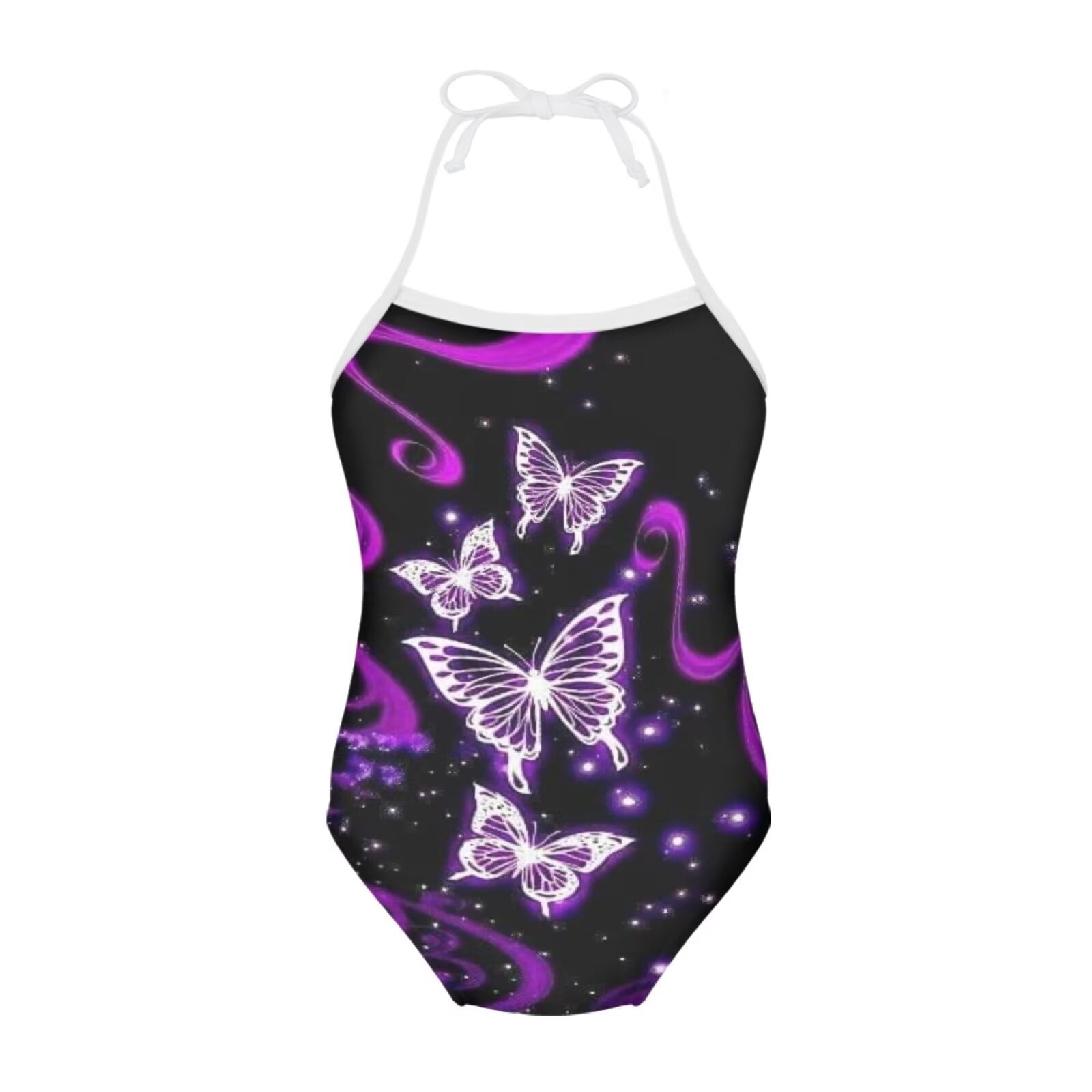 SEANATIVE Purple Kids Swimwear One Piece Leisure Floral Butterfly ...