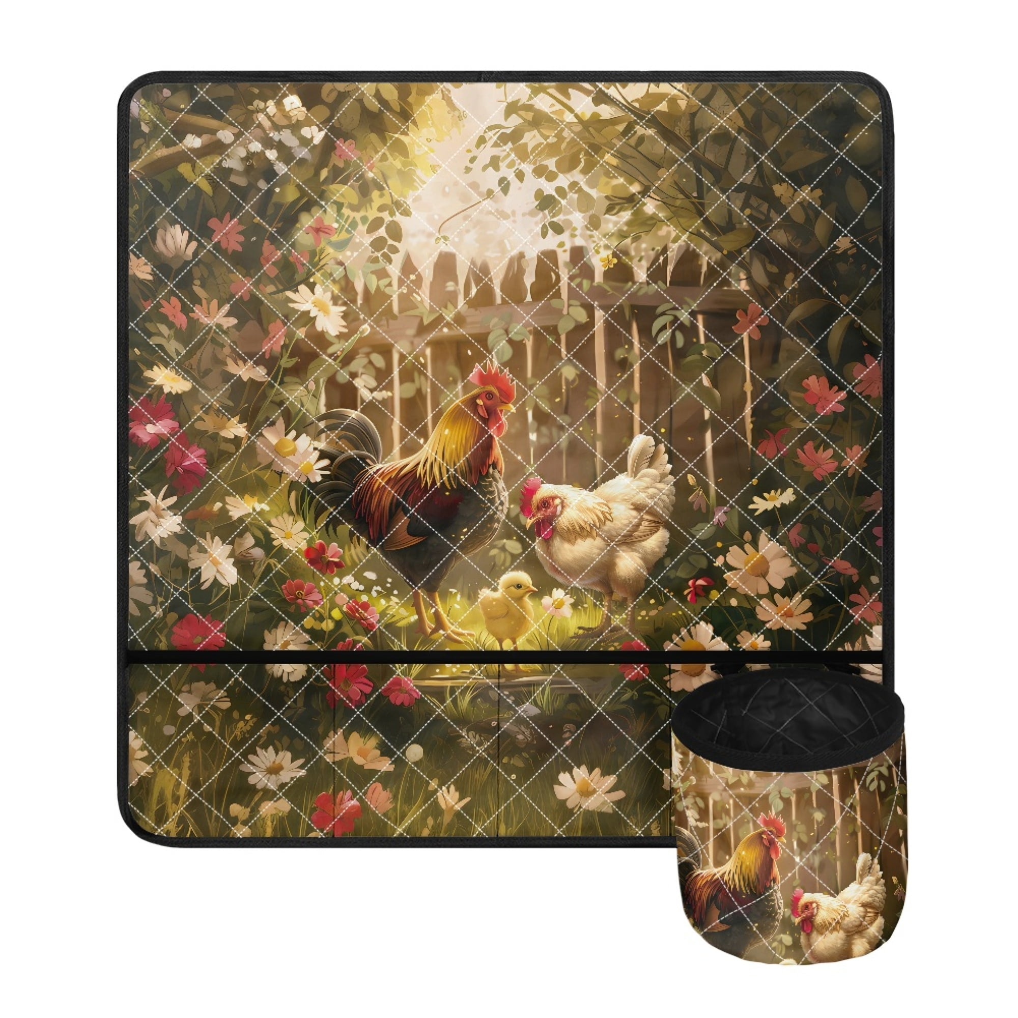 SEANATIVE Rooster Sewing Machine Mats with Pockets Floral Garden Sewing ...
