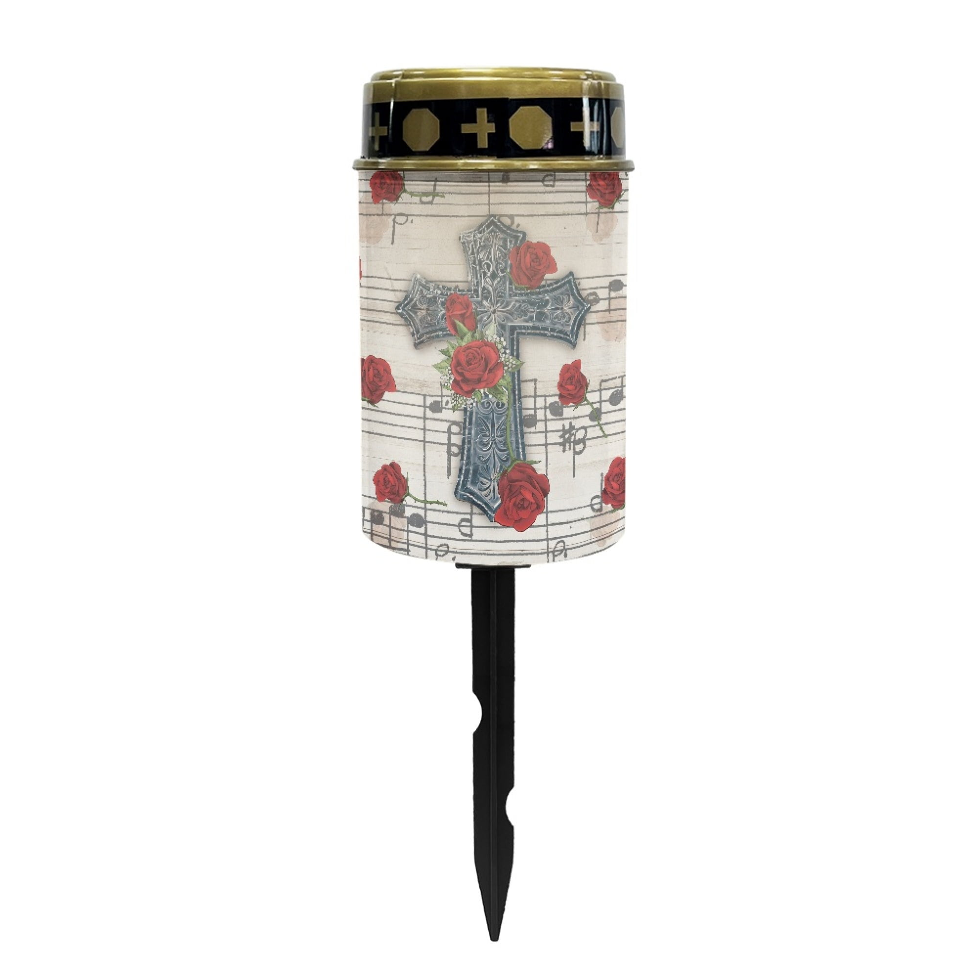 SEANATIVE Rose Cemetery Solar Lights for Grave Cross Solar Powered LED ...