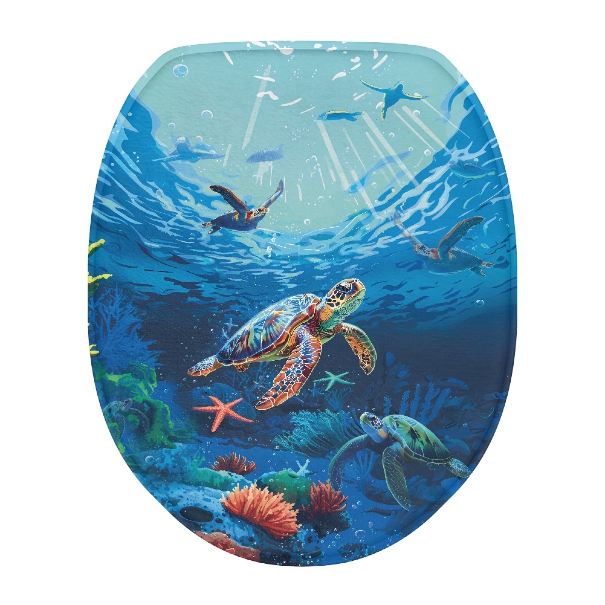 SEANATIVE Sea Turtle Toilet Seat Cover Washble Elongated Toilet Lid ...