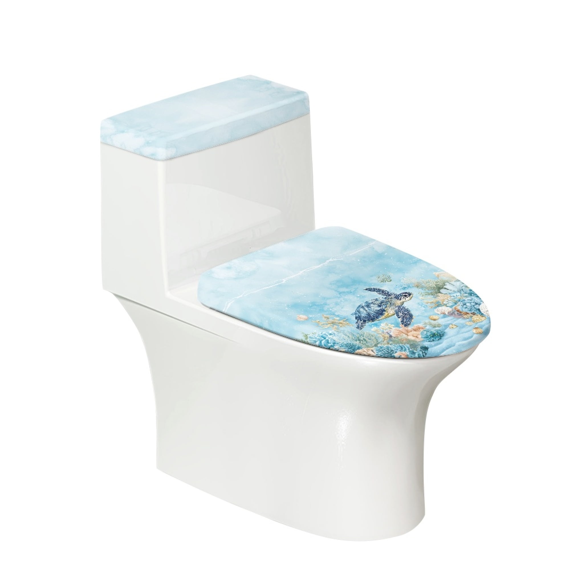 SEANATIVE Sea Turtle Toilet Tank Cover 2 PCS Toilet Lid Cover and Tank ...