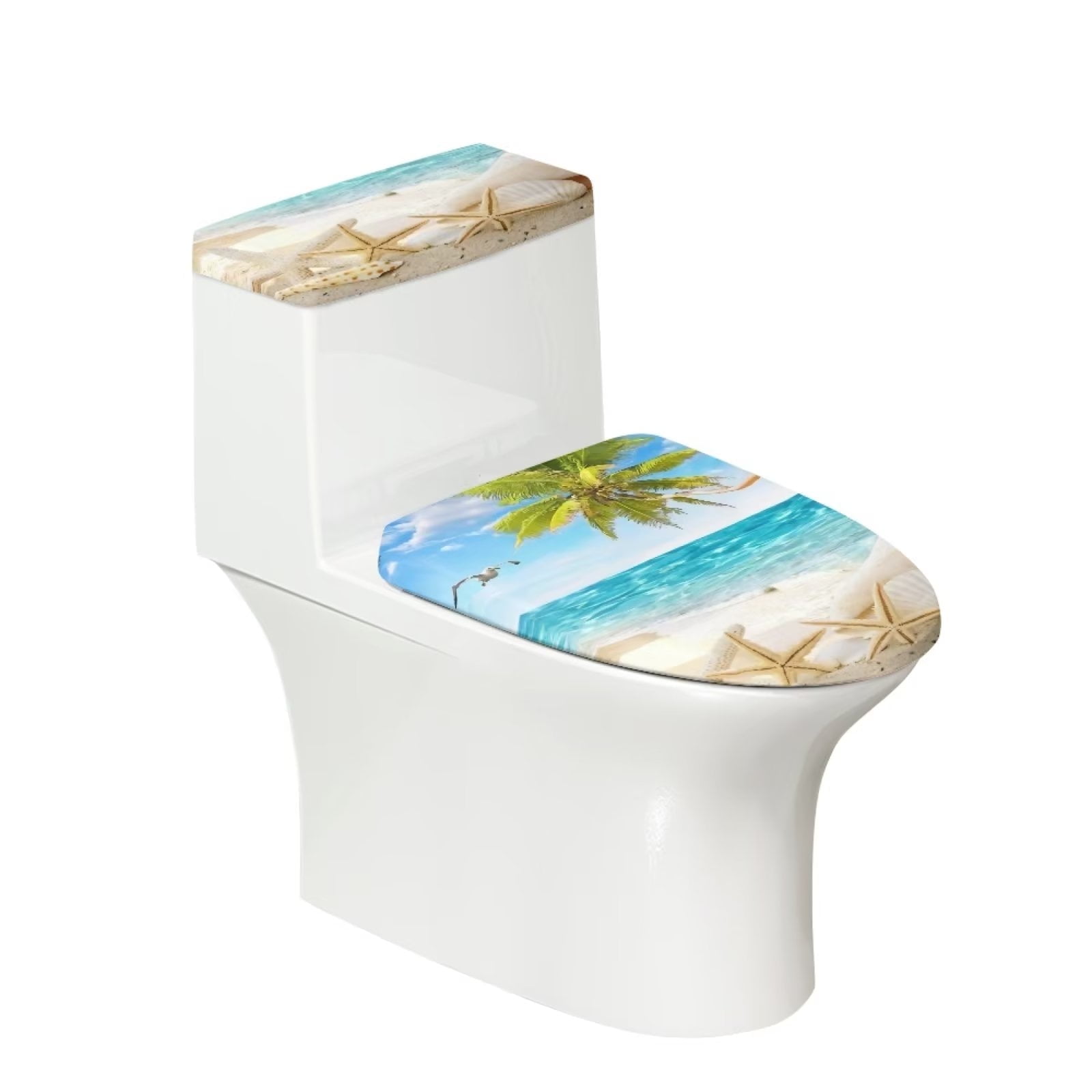 SEANATIVE Shells Starfish Toilet Seat Lid Cover 2-PCS Soft Beach Home ...