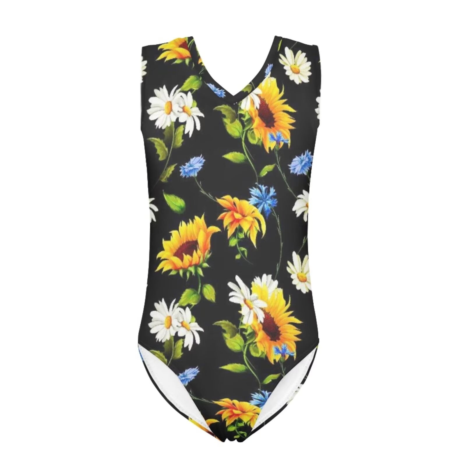 SEANATIVE Size 7-8 T Bathing Suit One Piece Floral Sunflower Kids Girls ...