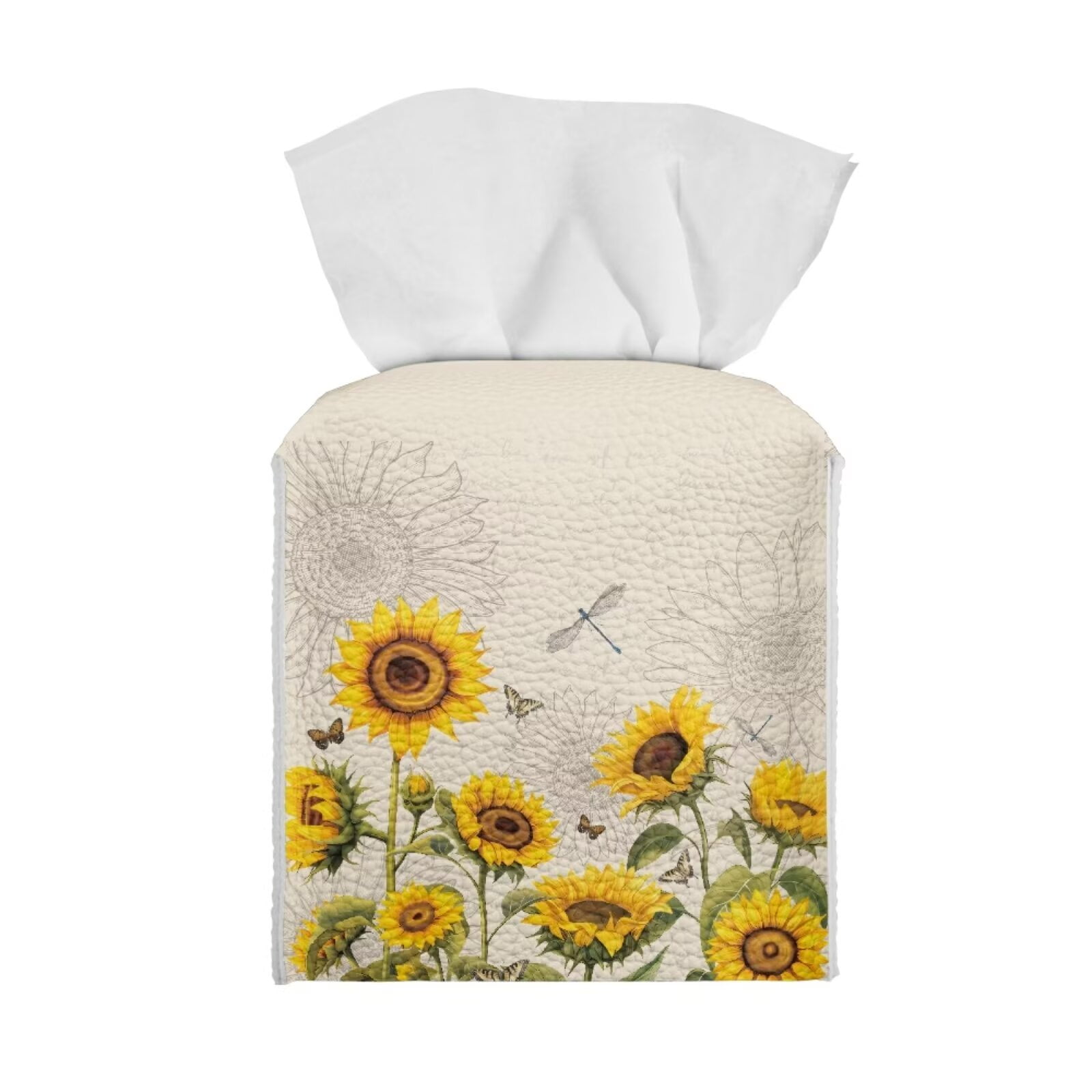 SEANATIVE Square Tissue Box Holder Durable Leather Tissue Box Cover ...