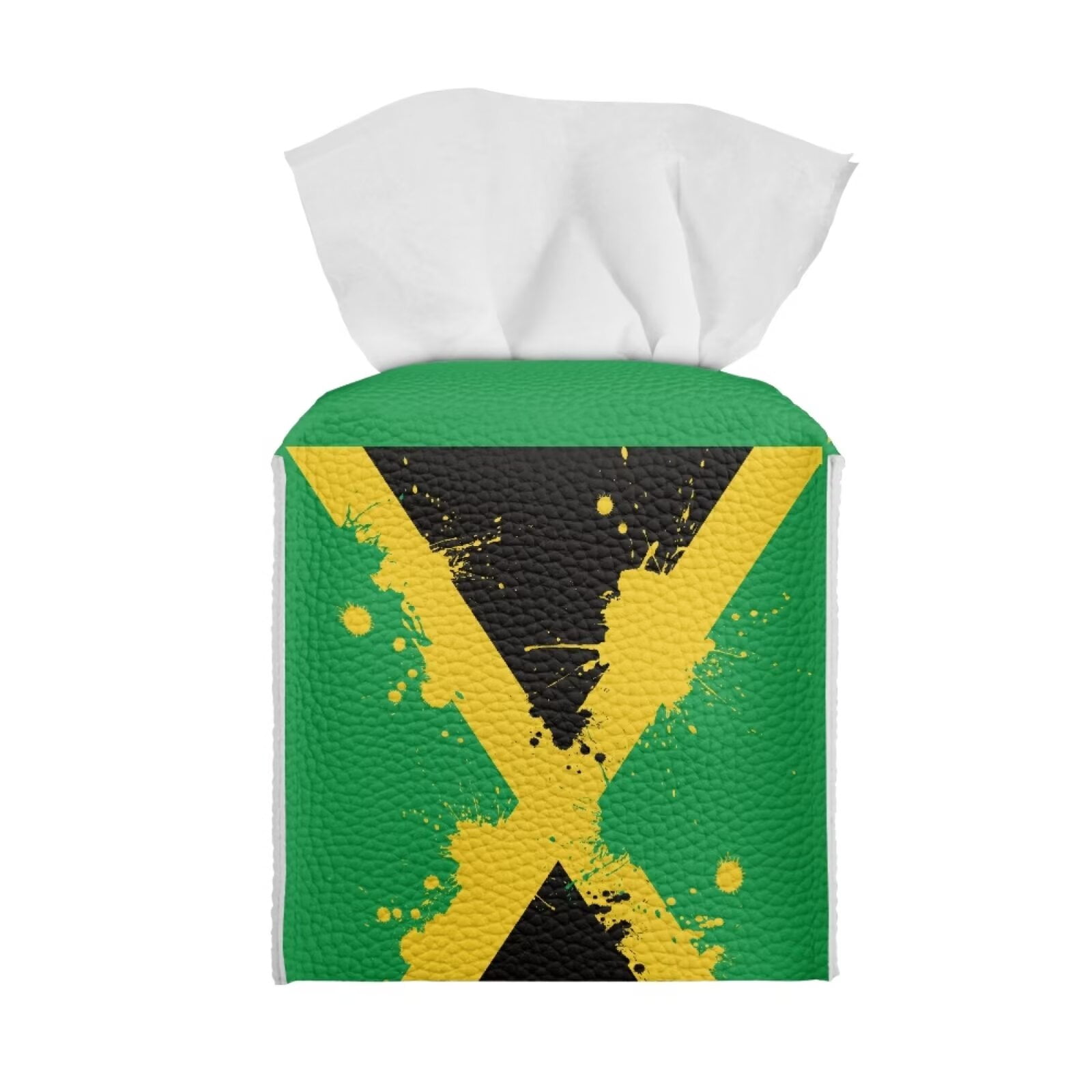 SEANATIVE Square Tissue Box Holder Jamaica Flag PU Tissue Box Cover ...
