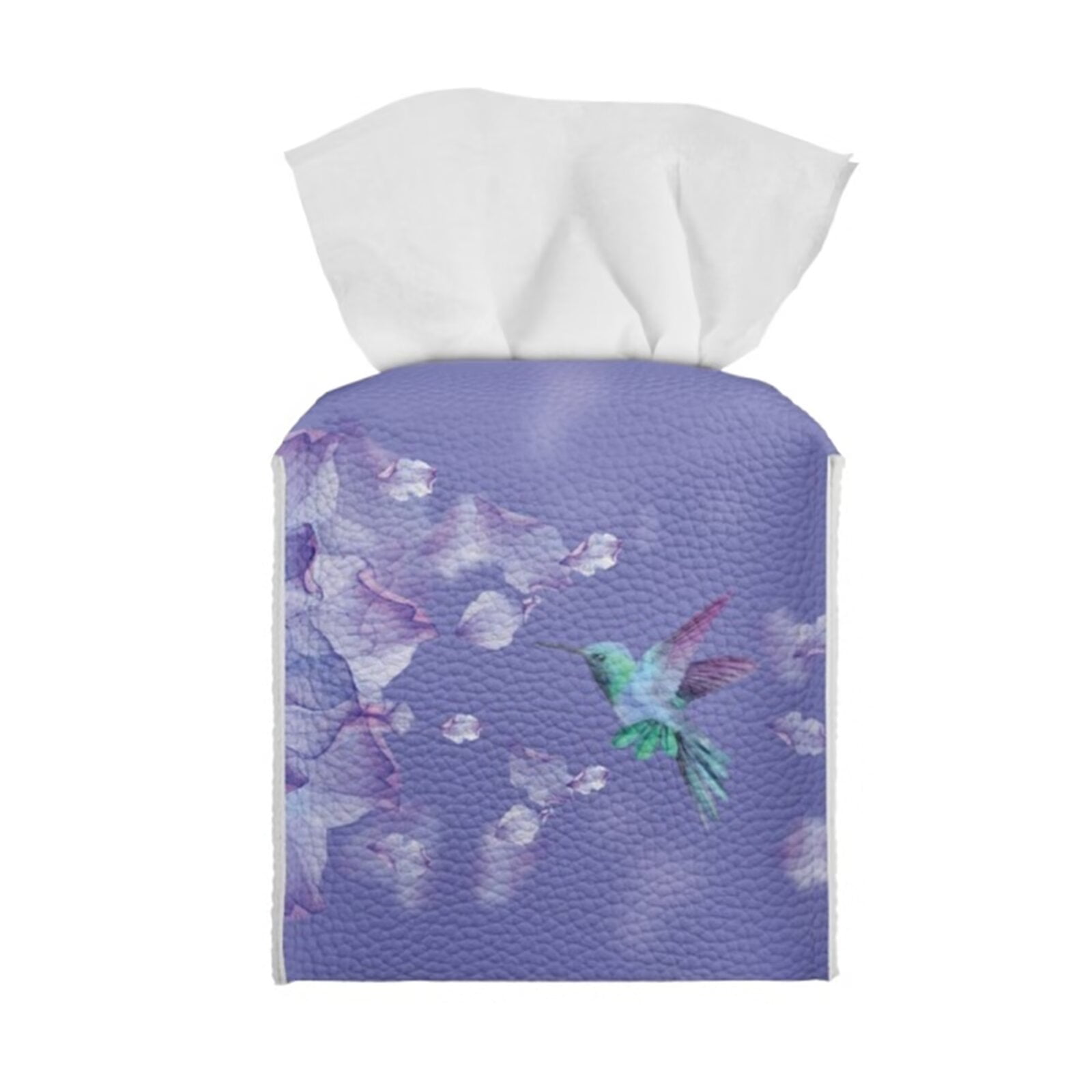SEANATIVE Square Tissue Box Holder PU Leather Purple Tissue Box Covers ...