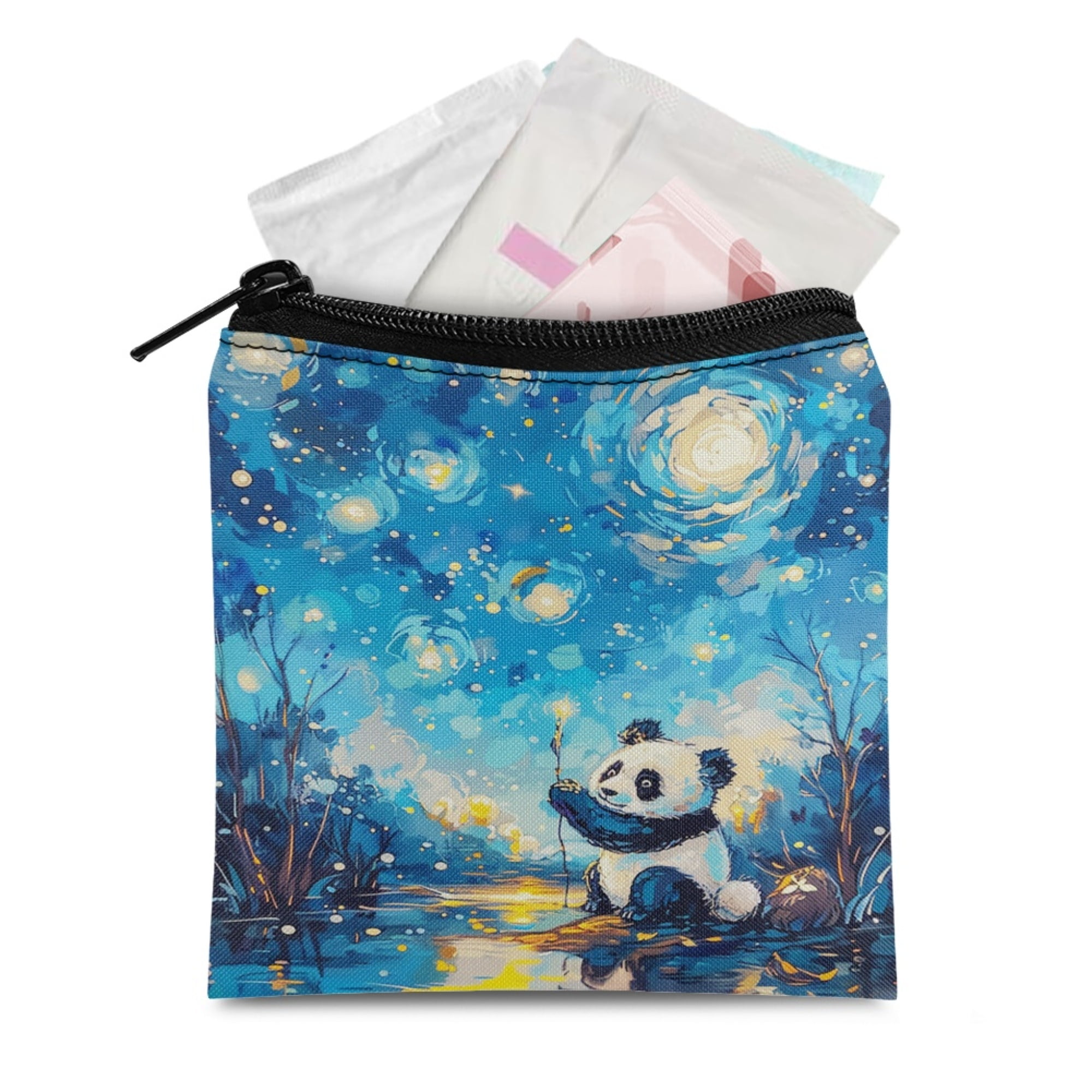 SEANATIVE Starry Sky Panda Sanitary Napkin Storage Bag Portable Period ...