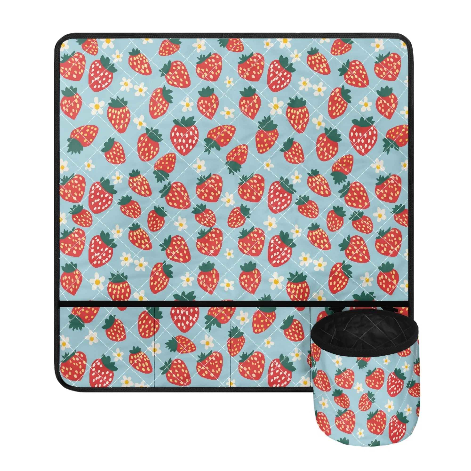 SEANATIVE Strawberry Daisy Sewing Machine Mats for Table with Pockets ...