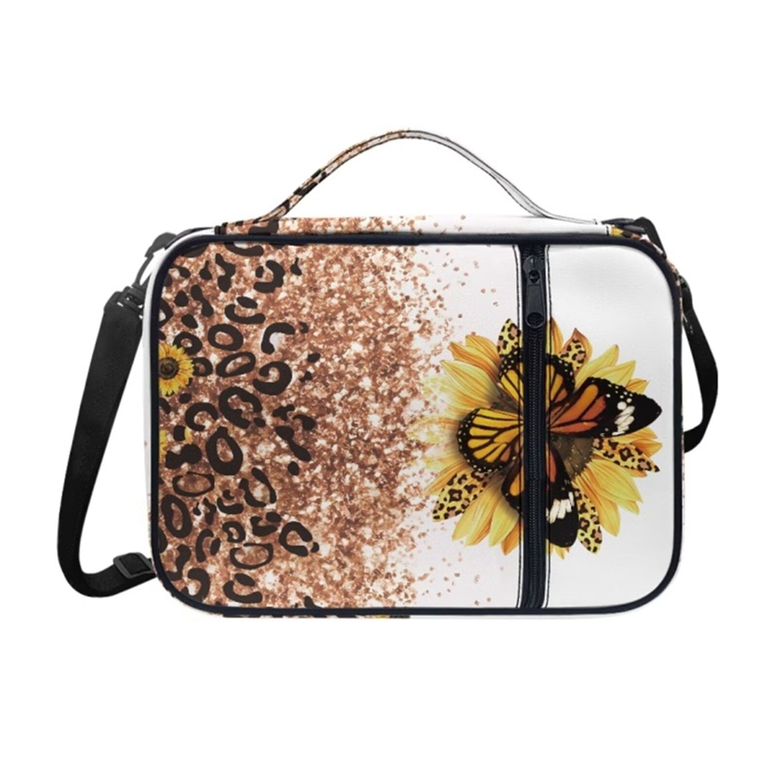 SEANATIVE Sunflower Butterfly Bible Bag Durable Leopard Print Christian Bible Bags Holder Large ...