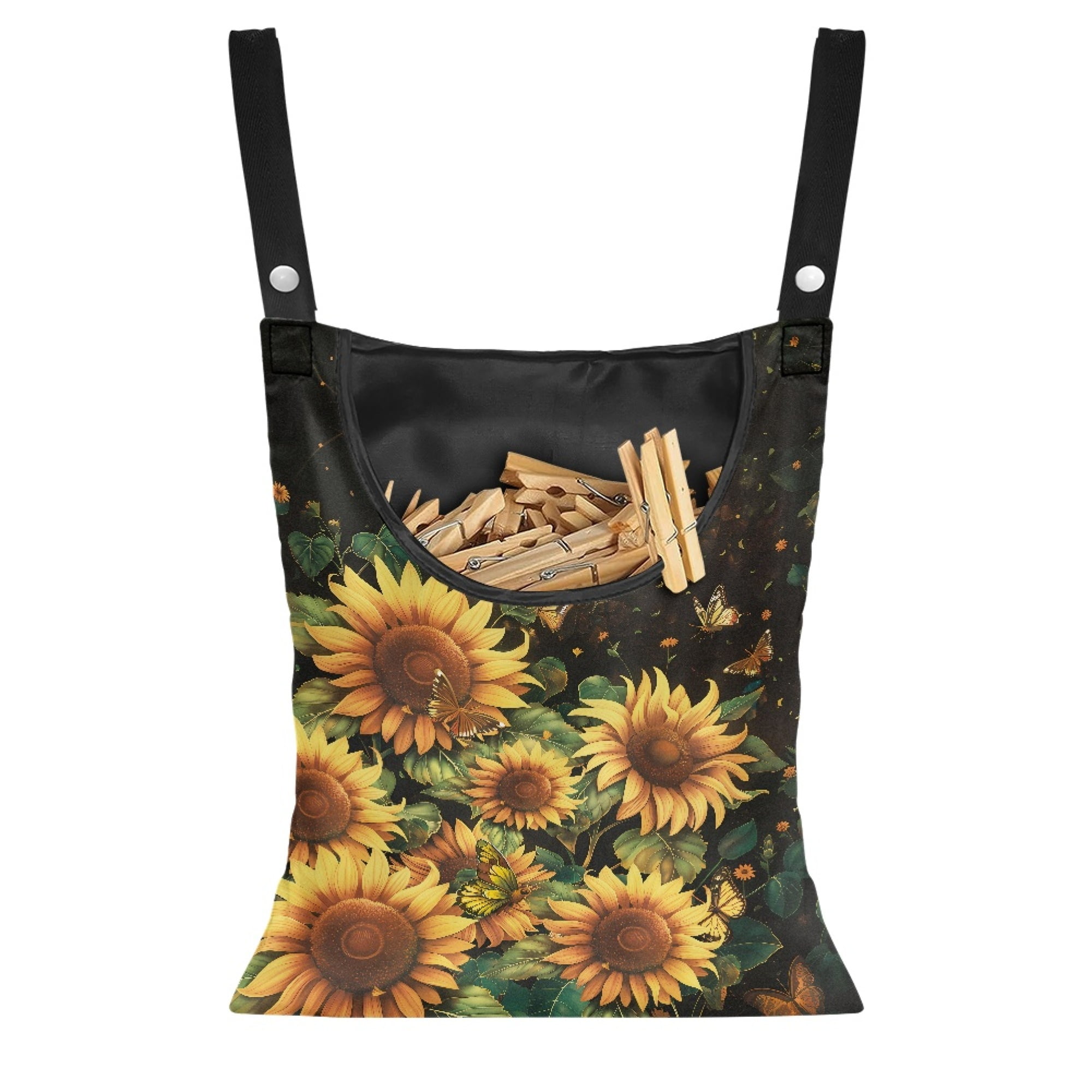 SEANATIVE Sunflower Butterfly Clothespin Bag 2 Pack Laundry Hanging ...