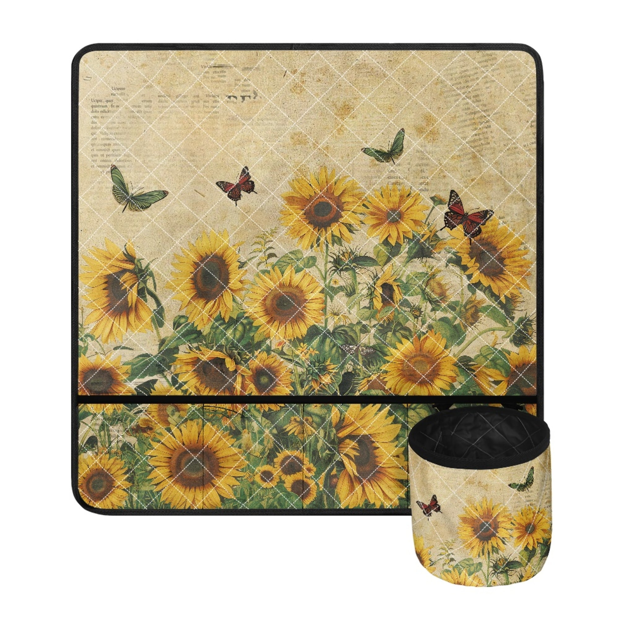 SEANATIVE Sunflower Butterfly Sewing Machine Mat with Pockets Aesthetic ...