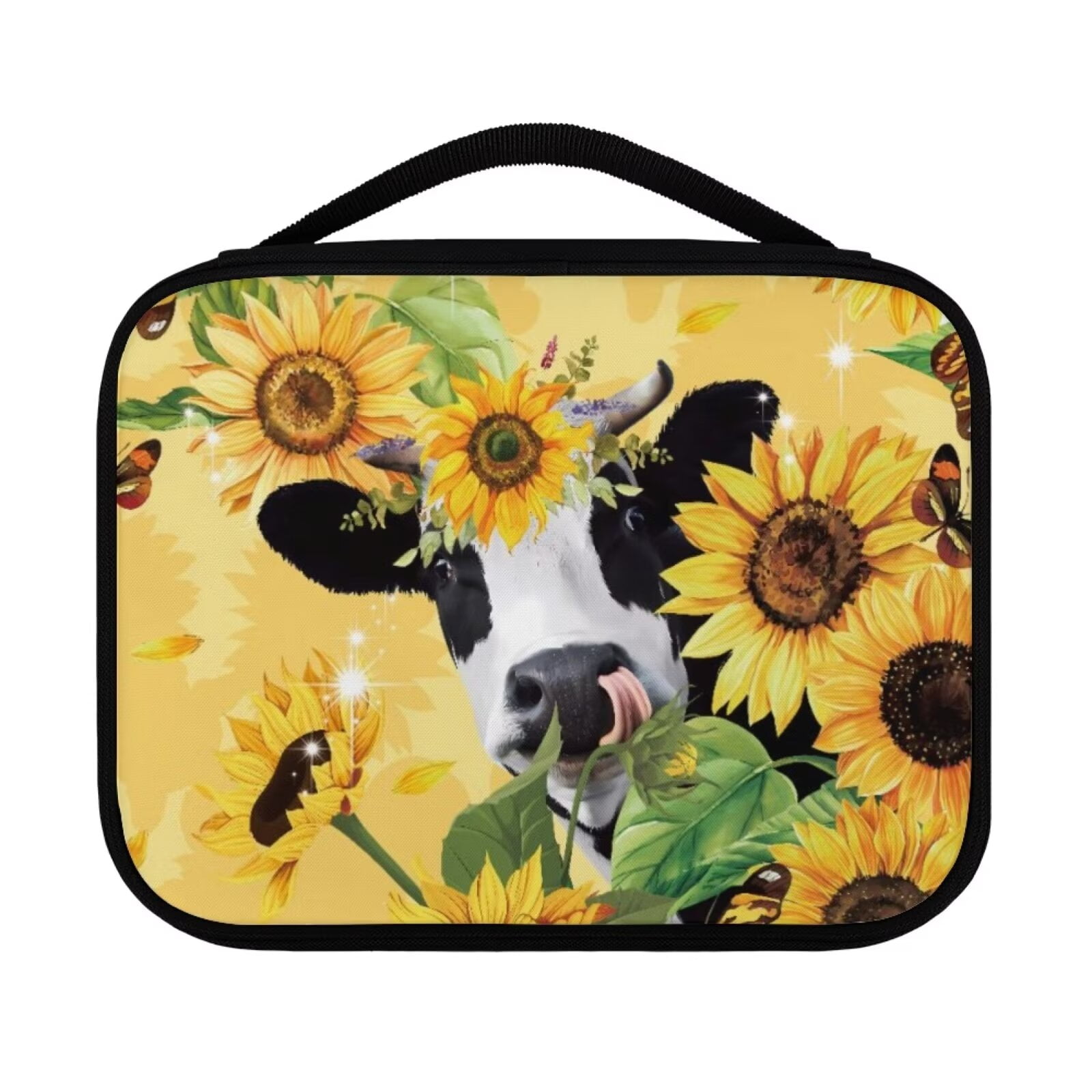 SEANATIVE Sunflower Cow Bible Cover with Handle Water-Resistant Bible ...