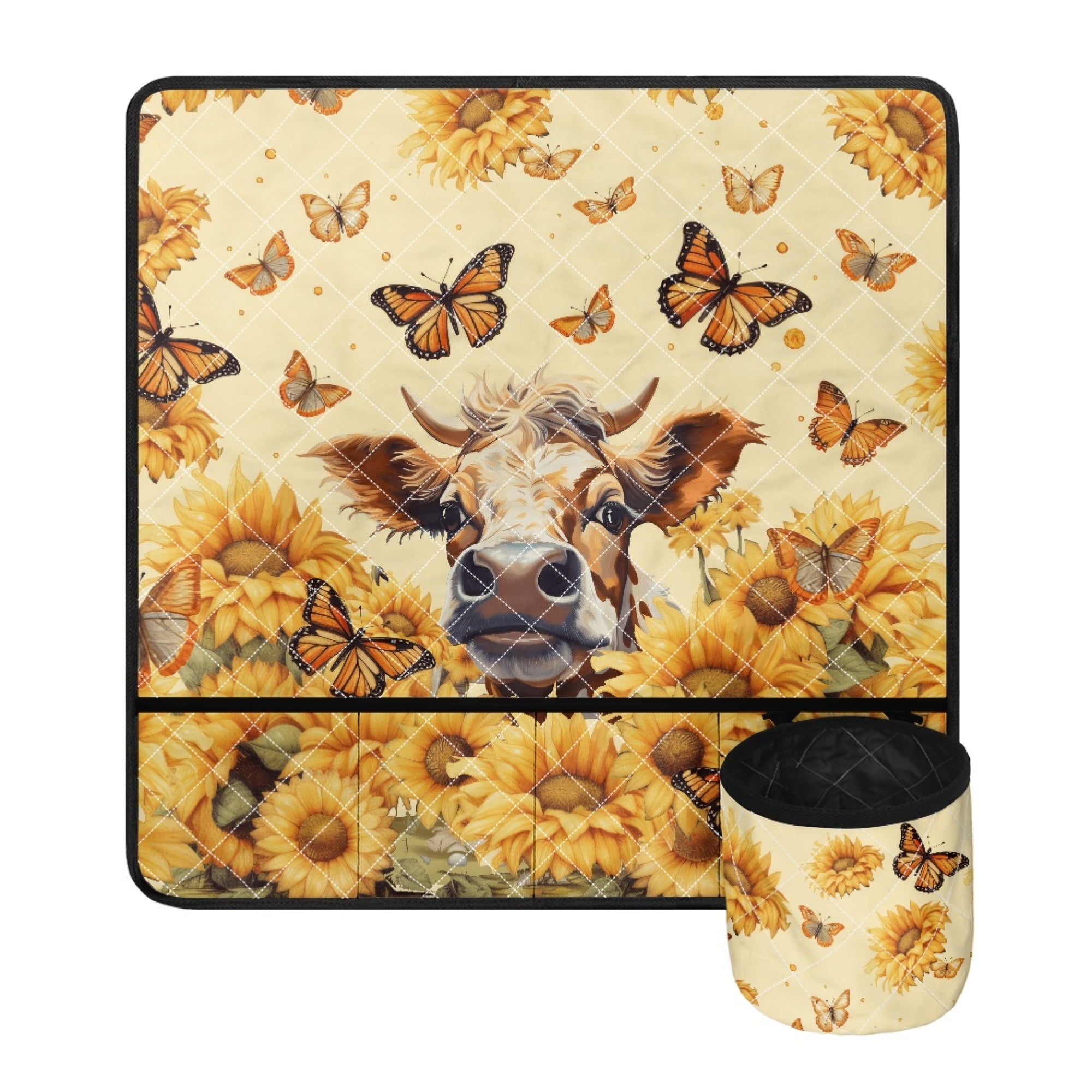 SEANATIVE Sunflower Cow Sewing Machine Mat for Table Butterfly Muffling ...