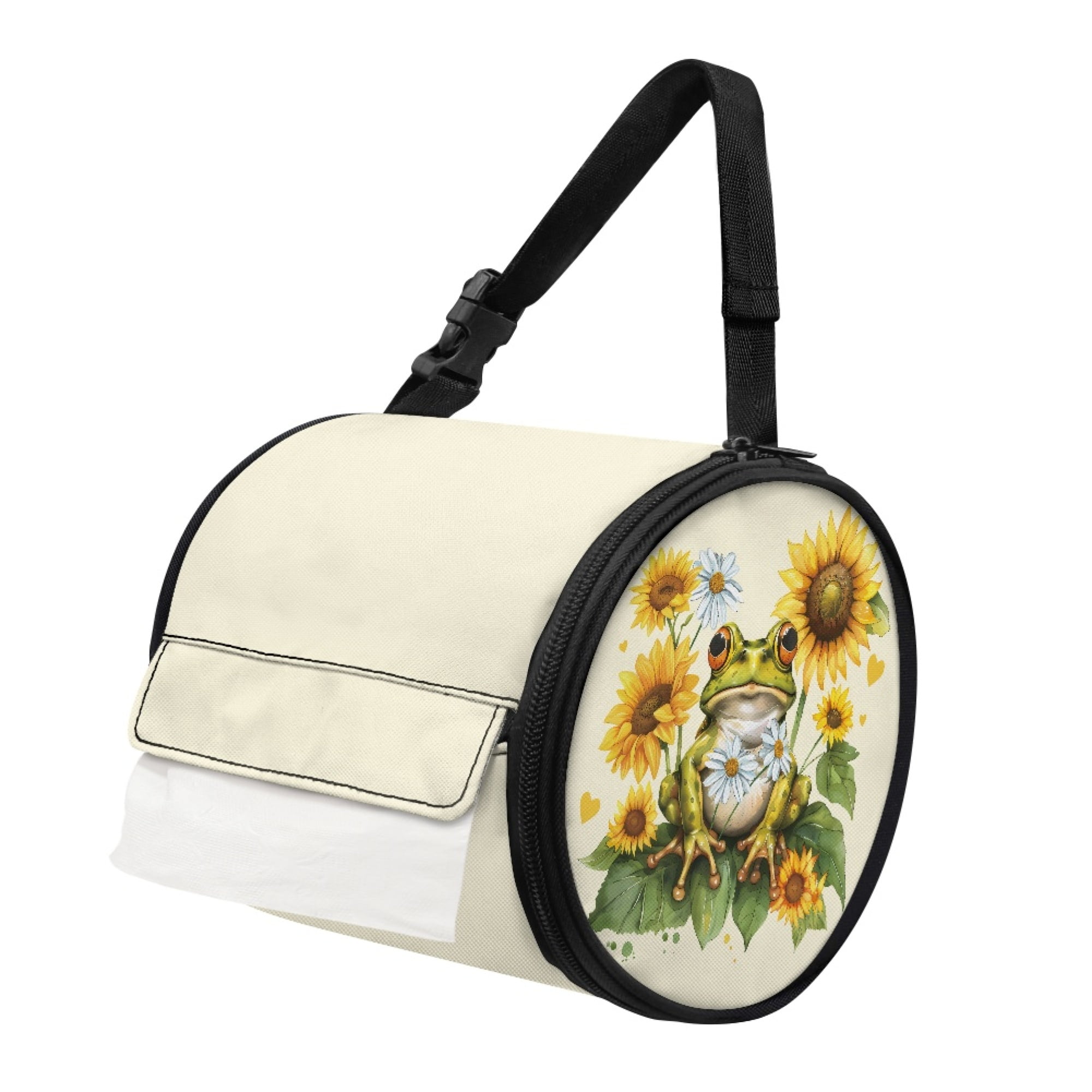 SEANATIVE Sunflower Frog Hanging Toilet Paper Holder Animal Print Round ...