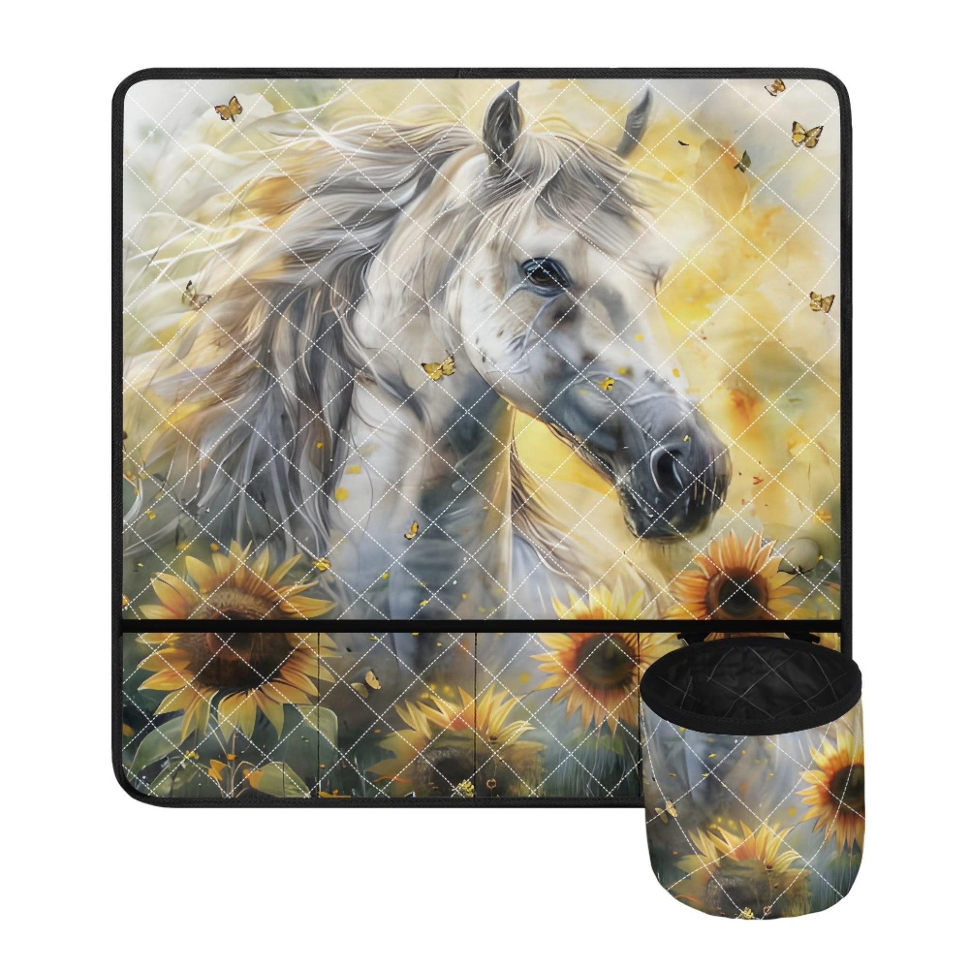 SEANATIVE Sunflower Horse Sewing Machine Mat with Small Cylinder Soft ...