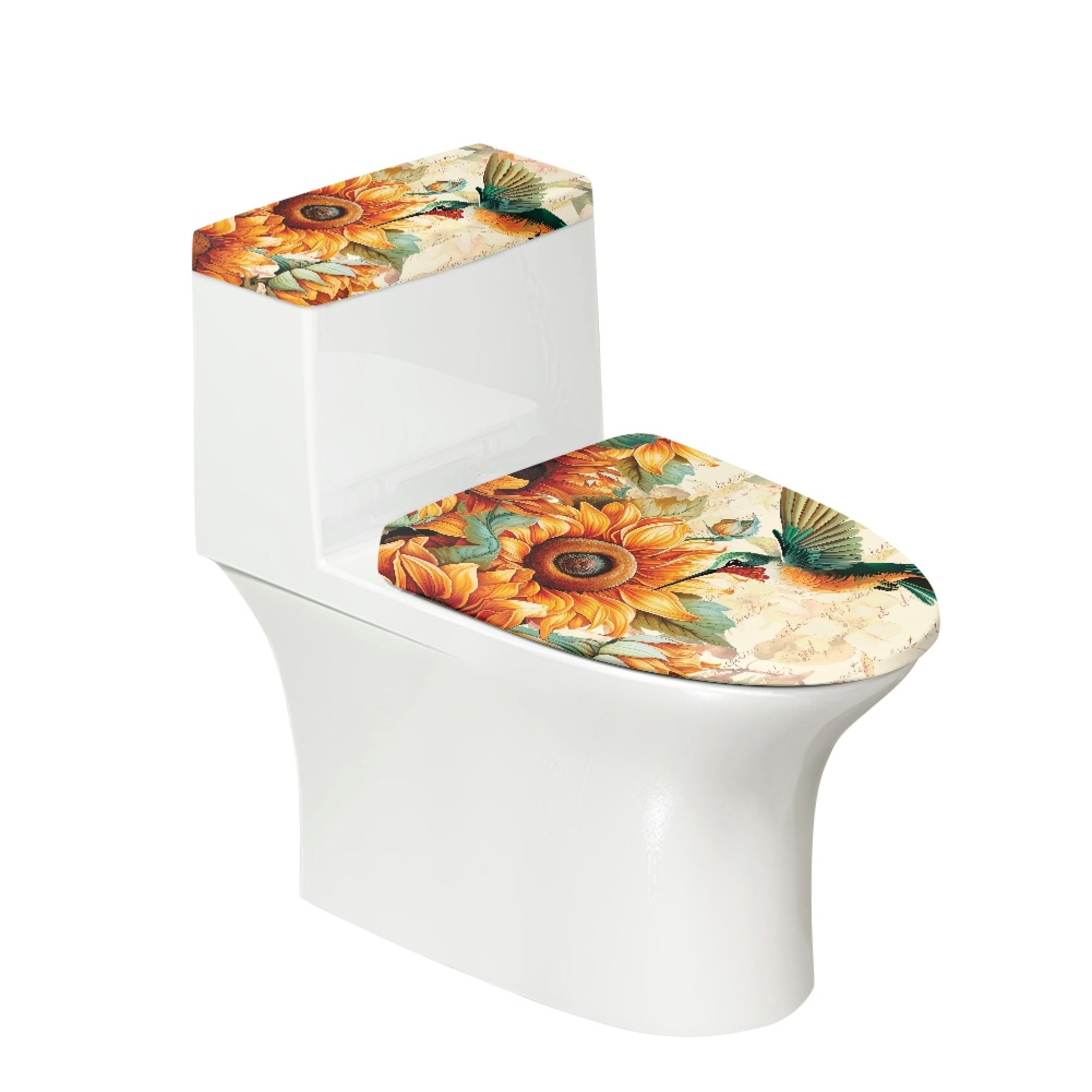 SEANATIVE Sunflower Hummingbird Toilet Lid Cover and Toilet Tank Cover ...