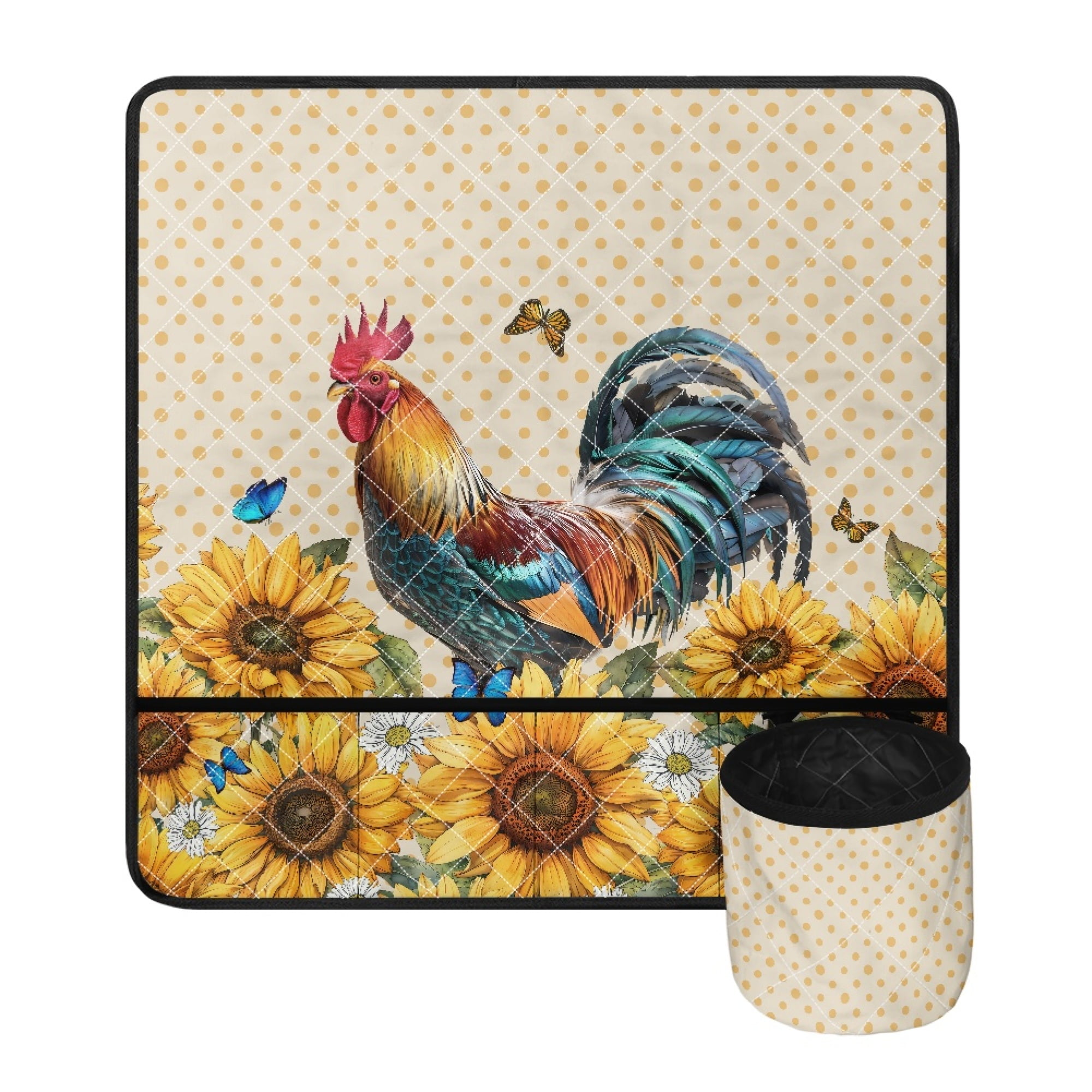 SEANATIVE Sunflower Rooster Sewing Machine Mat with Cylinder Soft ...