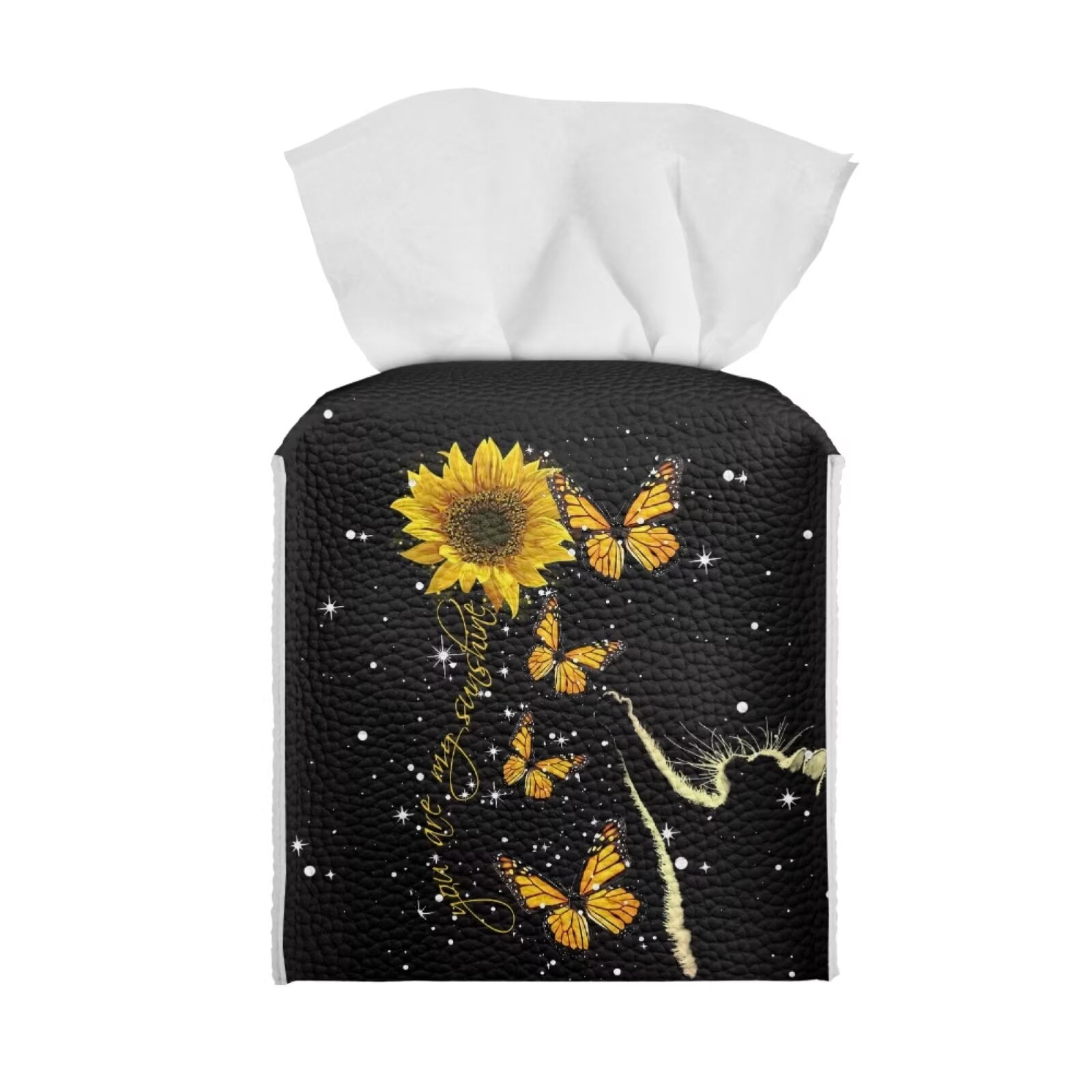 SEANATIVE Tissue Box Cover Square Durable Leather Tissue Box Holder ...