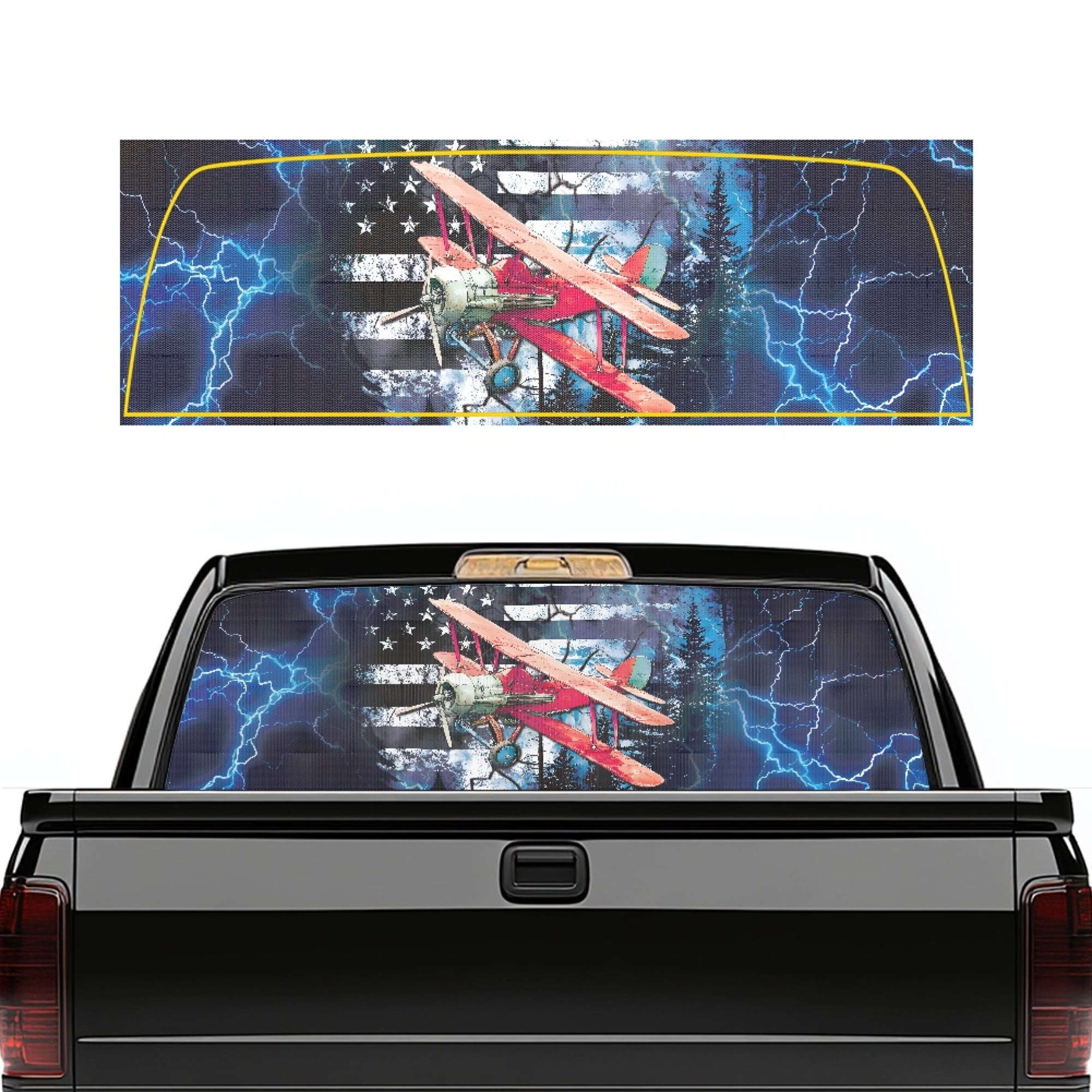 SEANATIVE Truck Rear Window Graphic Truck Window Sun Shade USA Flag ...