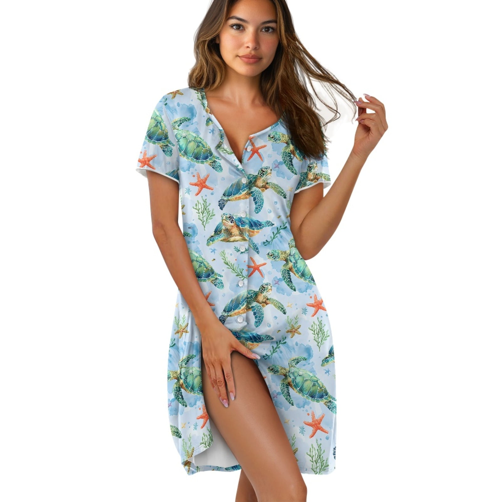 SEANATIVE Women's Nightgown Soft Sleepwear Nightshirt Stylish Short ...