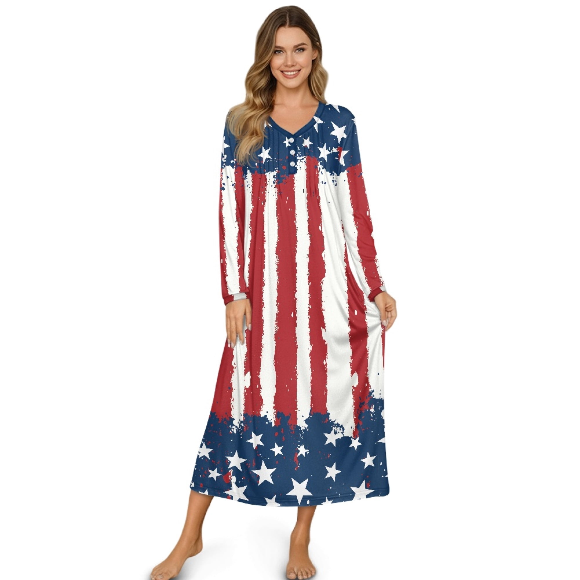 SEANATIVE Women's Sleepshirt Cozy Button Front Nightgown Soft Long ...