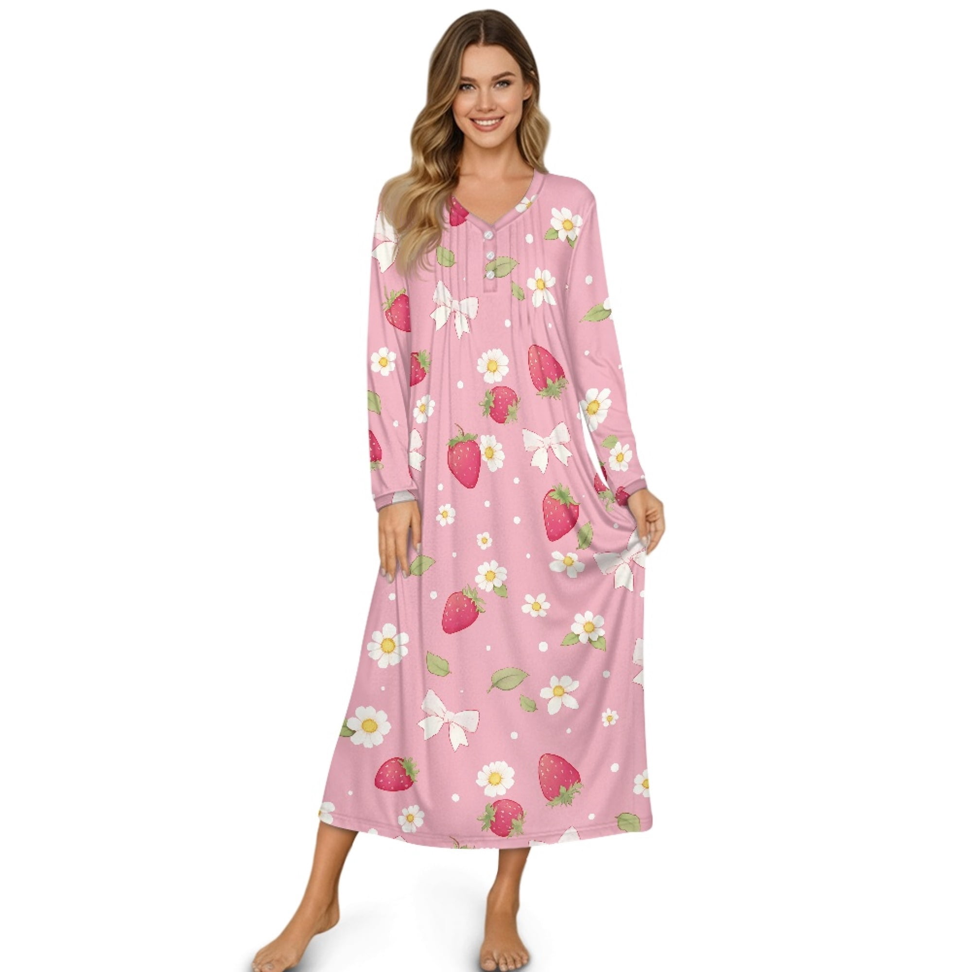 SEANATIVE Women's Sleepshirt Cozy Button Front Nightgown Soft Long ...