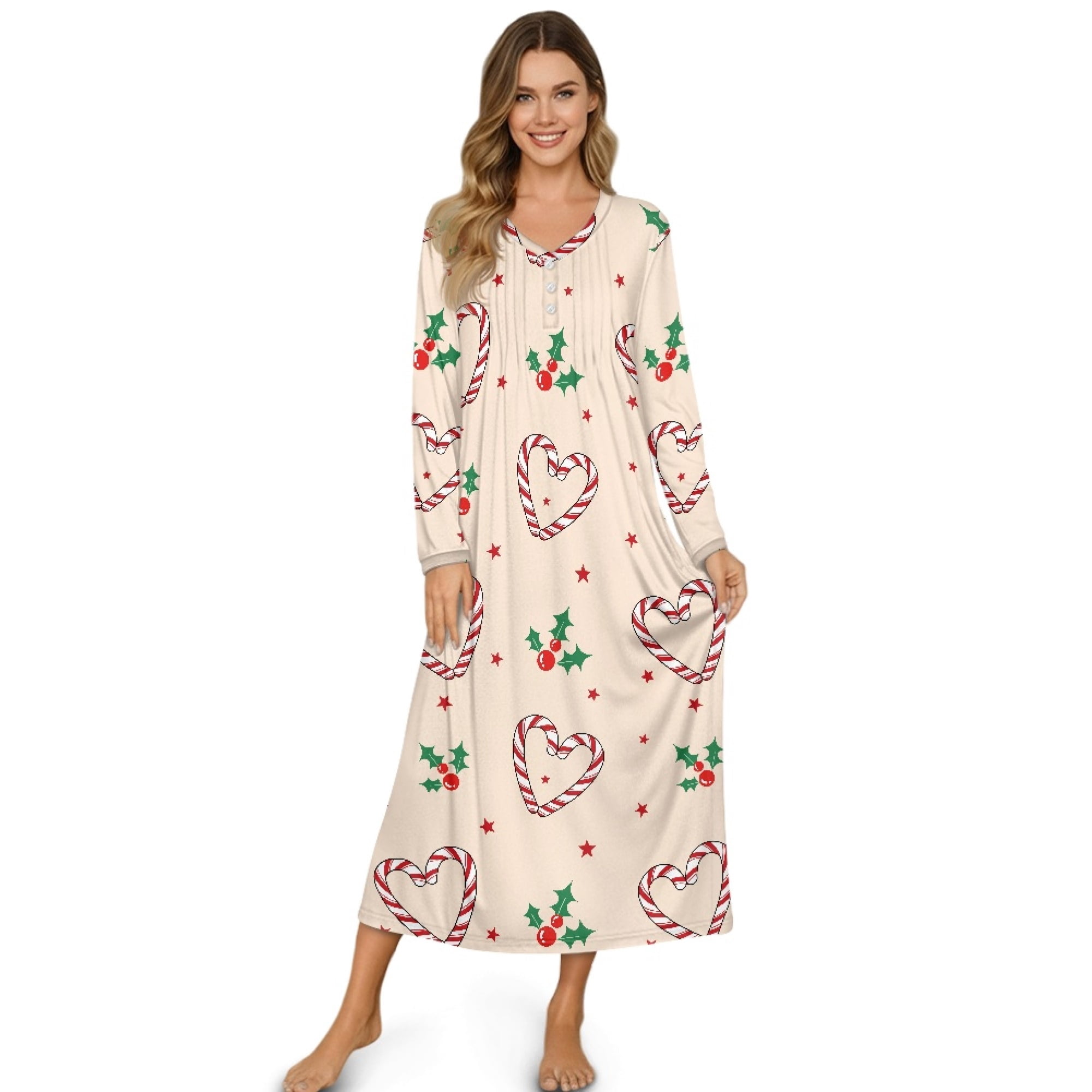 SEANATIVE Women's Sleepshirt Cozy Button Front Nightgown Soft Long ...