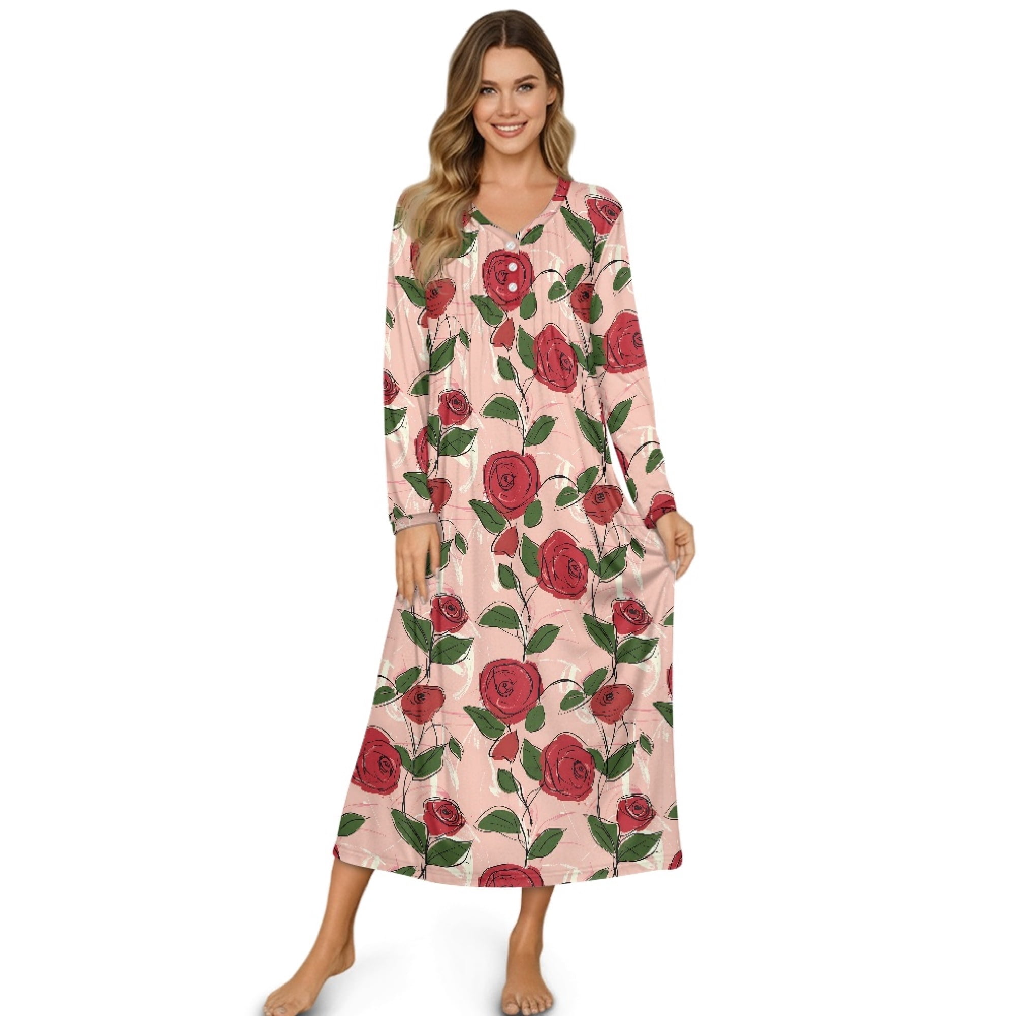 SEANATIVE Women's Sleepshirt Cozy Button Front Nightgown Soft Long ...