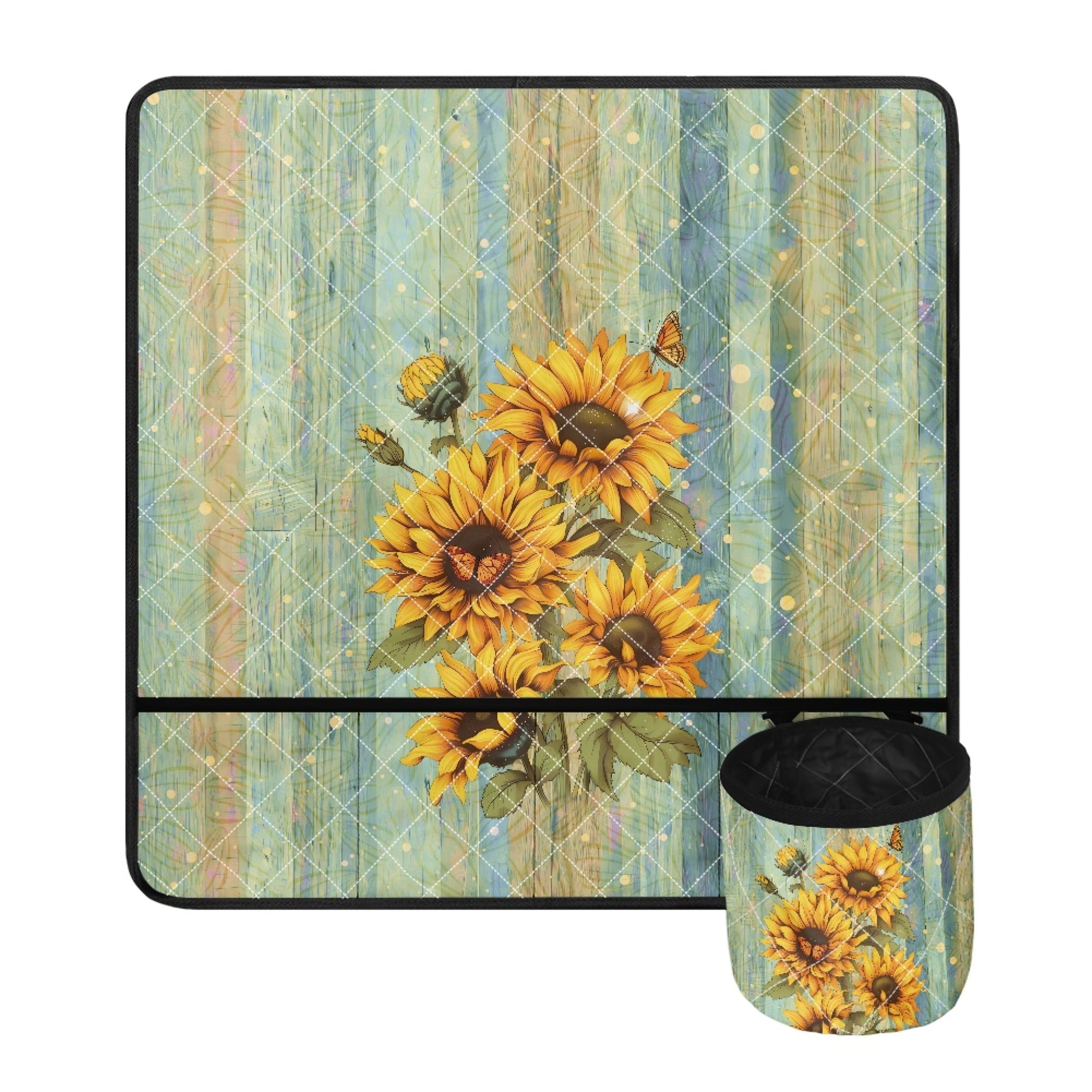SEANATIVE Wood Sunflower Sewing Machine Mat for Table Muffling Mats to ...