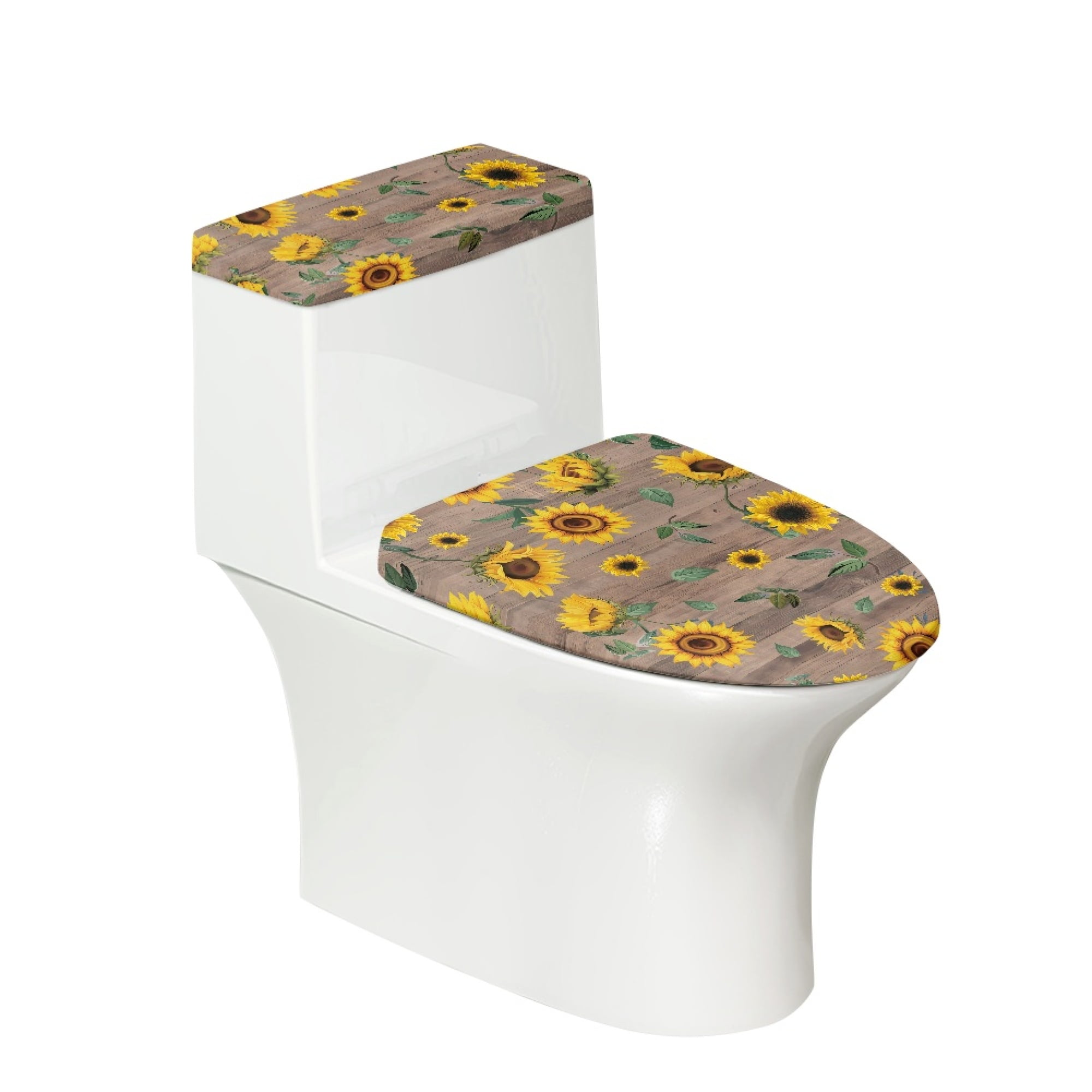SEANATIVE Wood Sunflower Toilet Tank Covers Easy to Install Toilet Tank ...