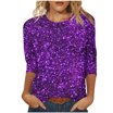 Jsaierl 3/4 Sleeve Tops for Women Plus Size Mardi Gras Mask Graphic ...